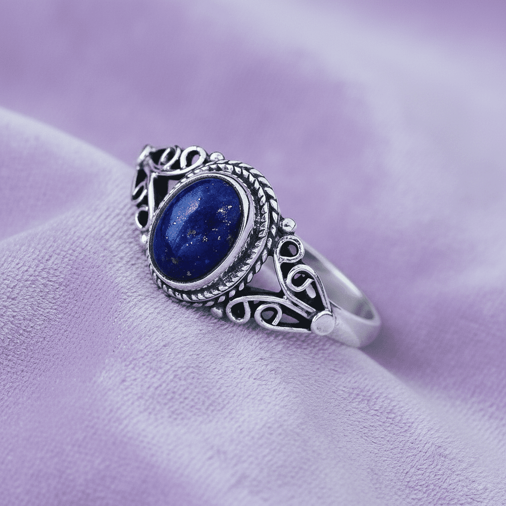 Sechi Lapis Lazuli Vintage Ring for Women – 925 Sterling Silver ...