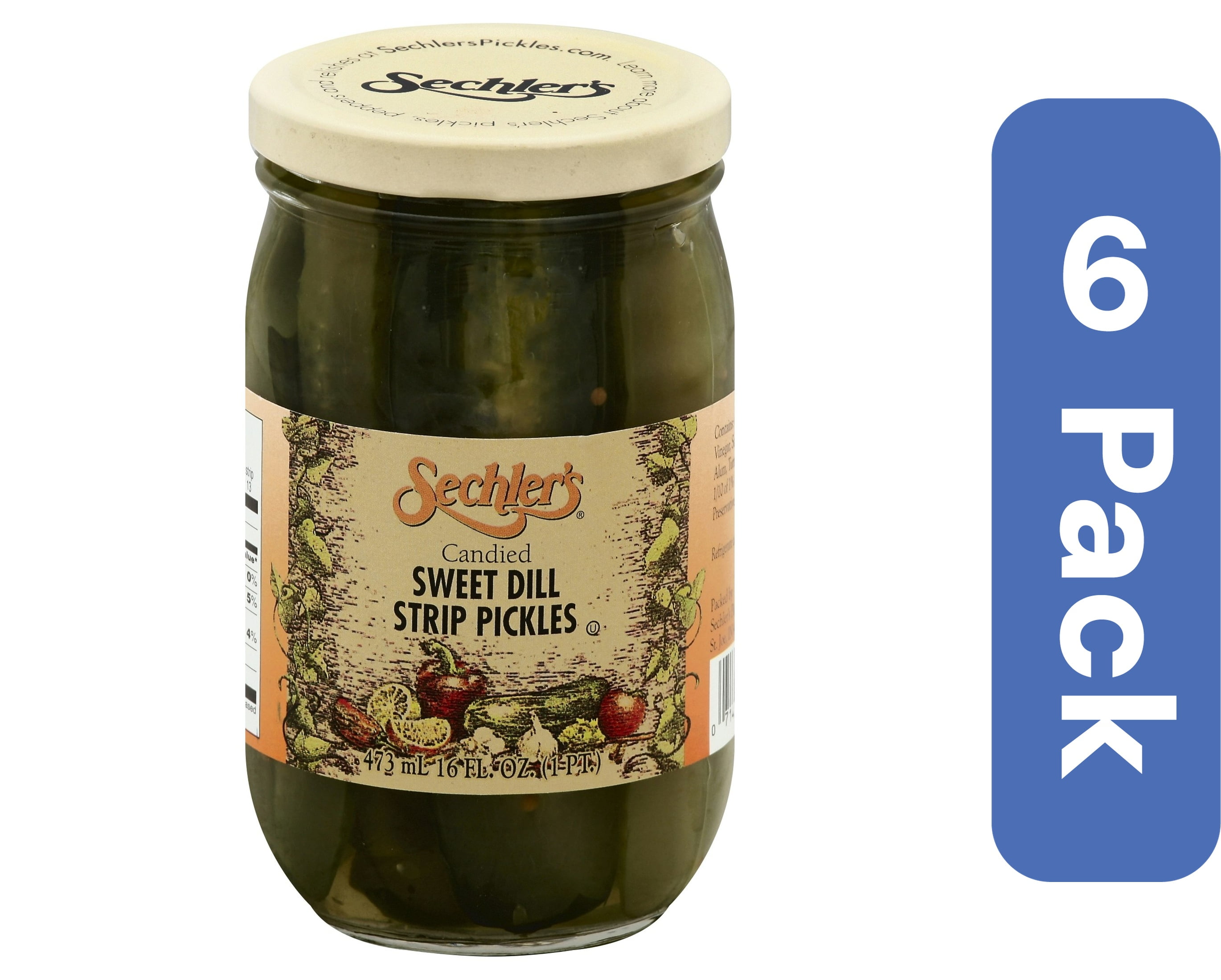Sechler's Candied Sweet Dill Stripe Pickles 16 oz (Pack Of 6) - Walmart.com