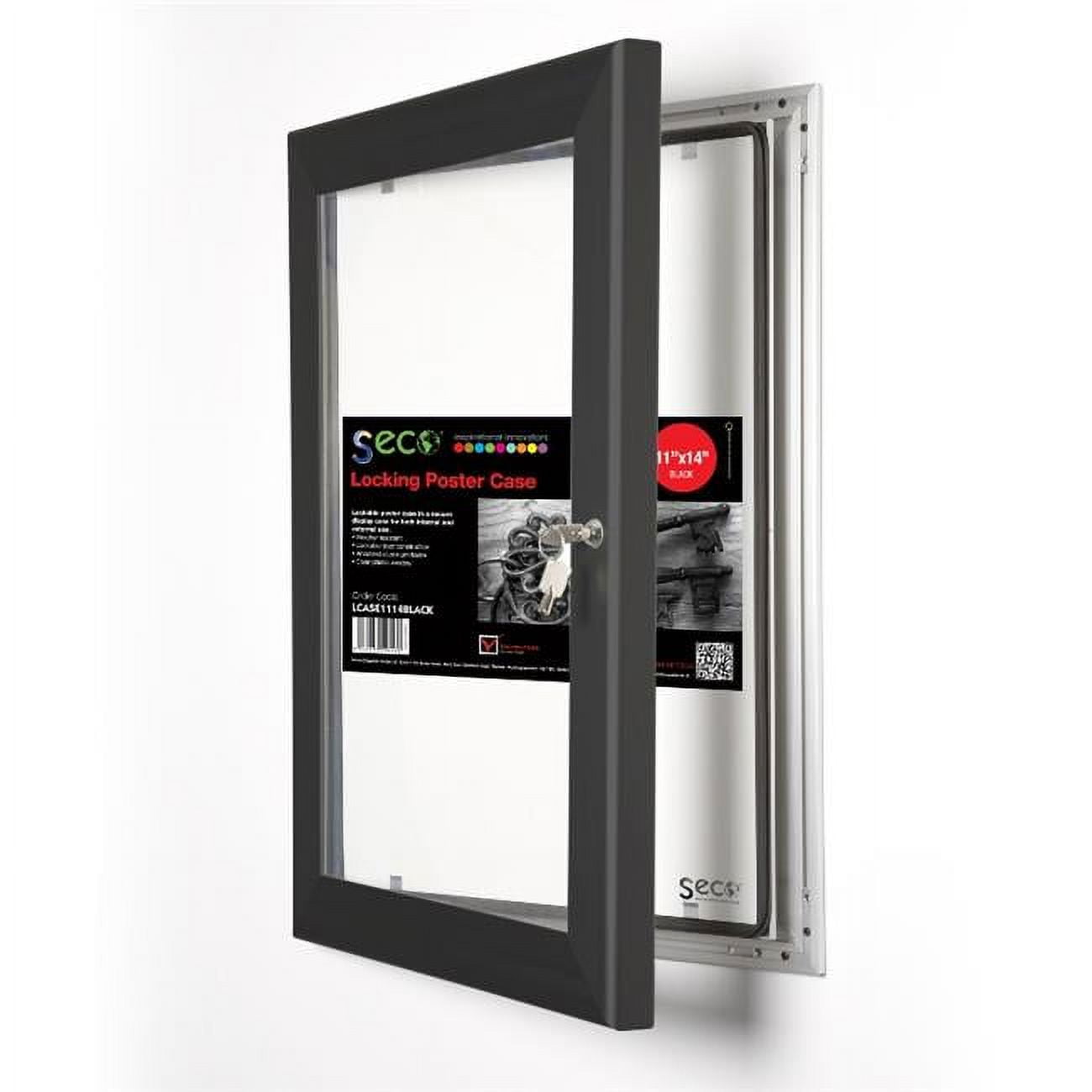 Seco 11 x 14 in. Locking Indoor-Outdoor Poster Case, Black Aluminum ...