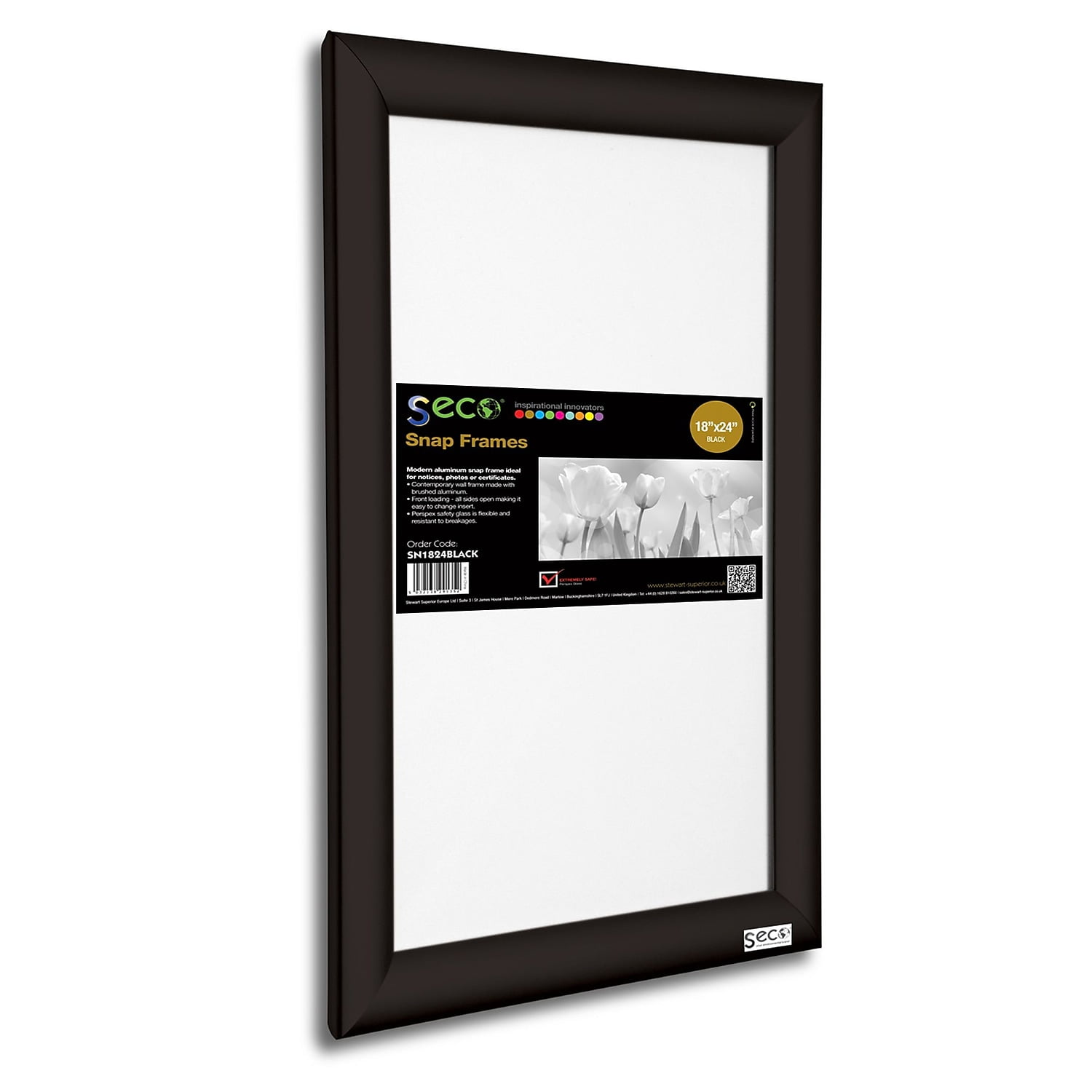 Seco Front Load Easy Open Snap Poster Frame 18" x 24" Black Aluminum ...