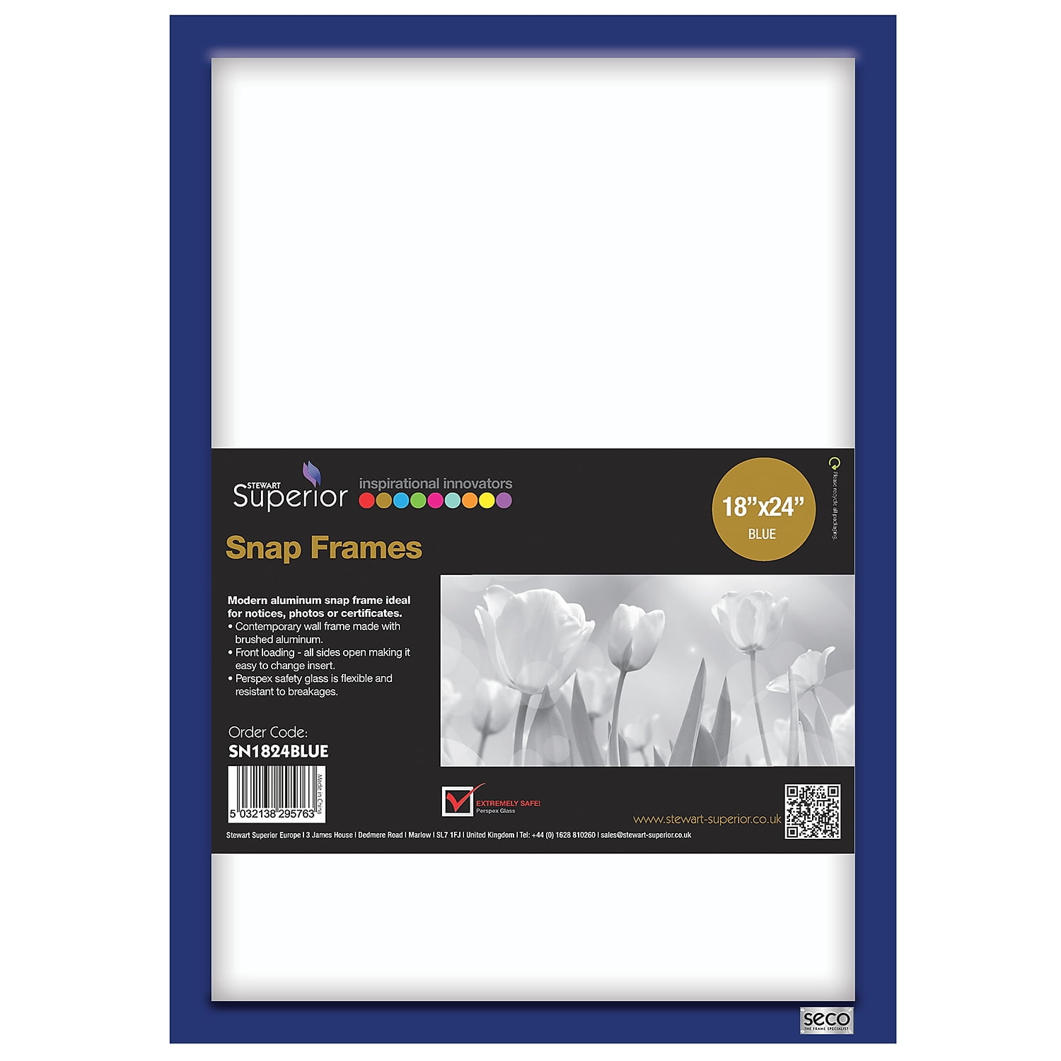 Seco Snap Frame, Quick Change, UV Resistant, 18' x 24', Blue, Aluminum ...