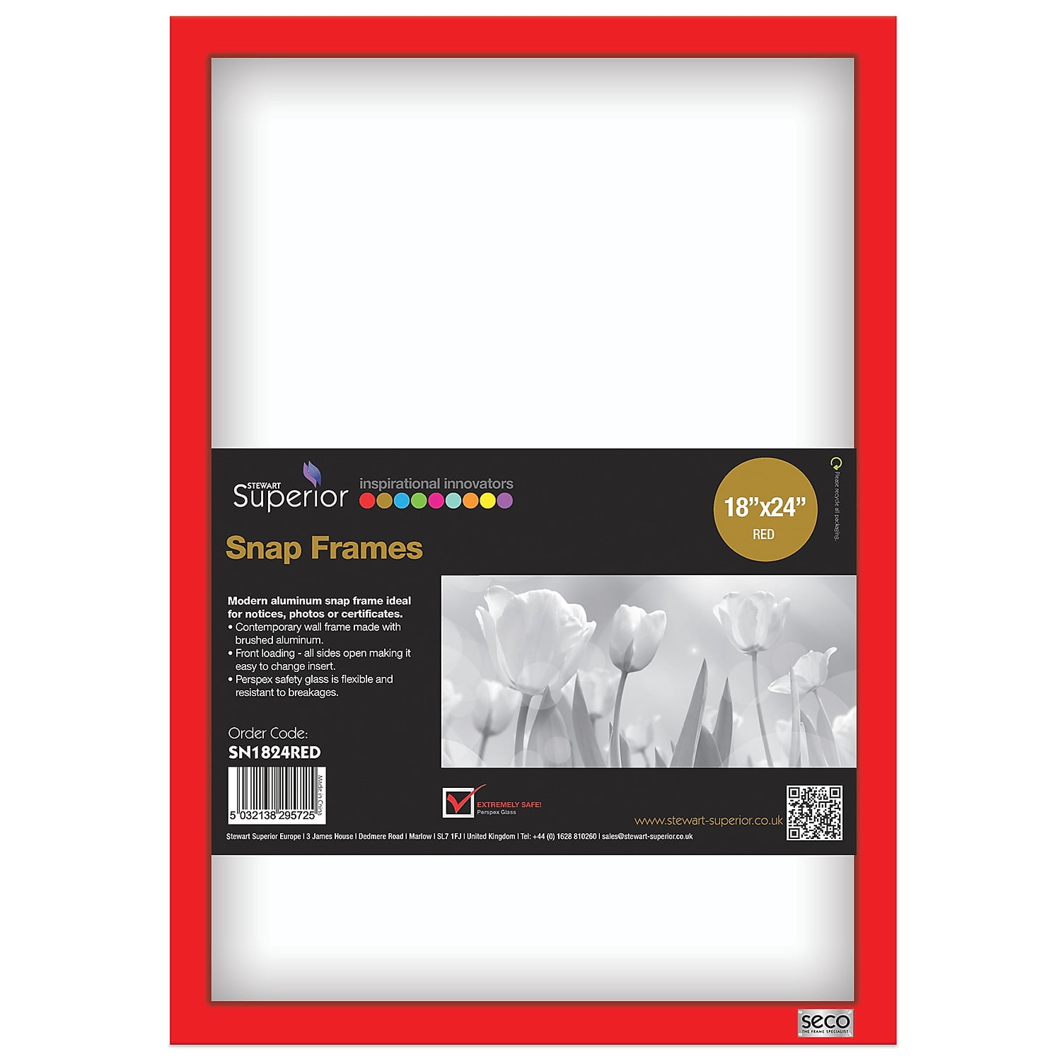 Seco Red Snap Frame 18" x 24" for Poster Hanging (SN1824) SN1824RED ...