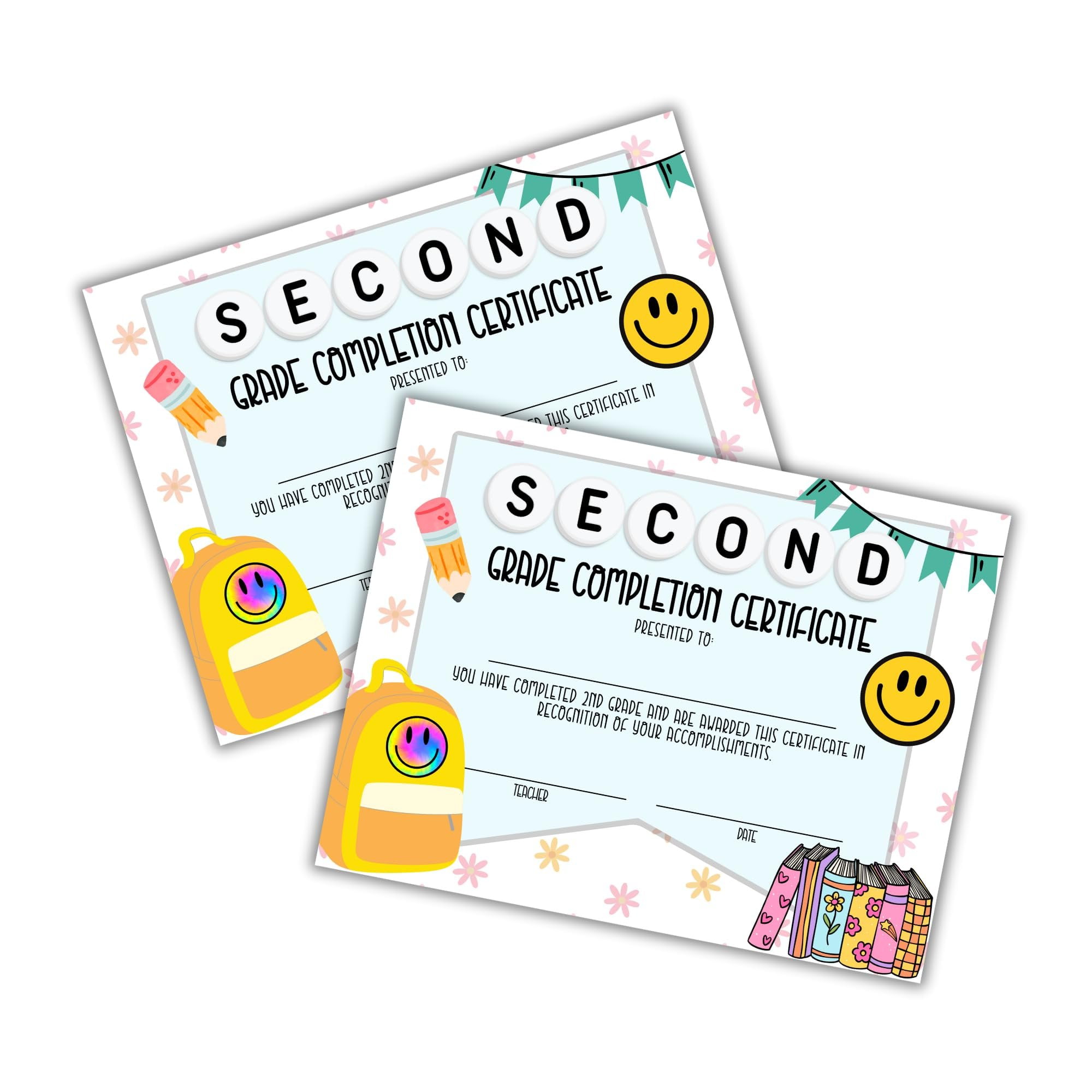Second 2nd Grade Certificate of Completion Graduation Diploma 30pk 8 ...