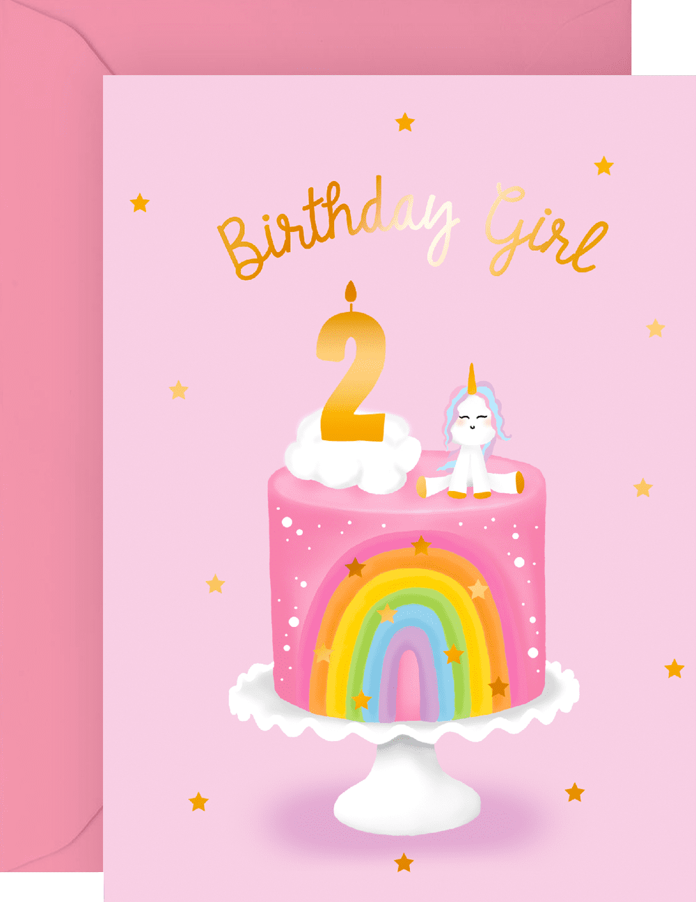 Second Birthday Card for Girls - Happy 2nd Birthday Card - Age 2 - Two ...
