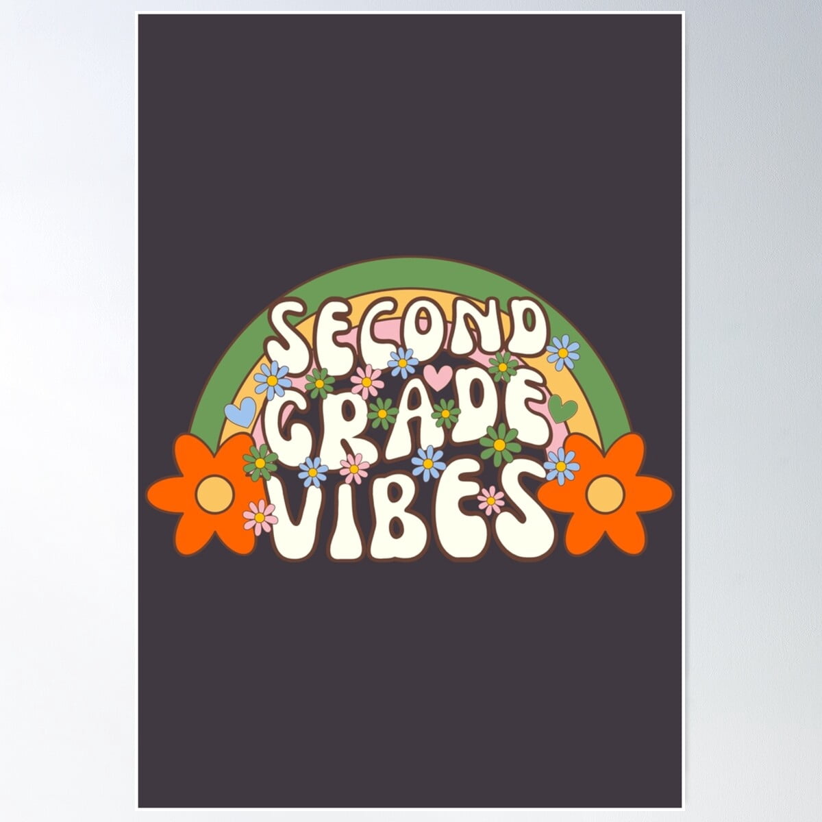 Second Grade Vibes Back To School Retro Teacher Kids Poster Wall Art ...