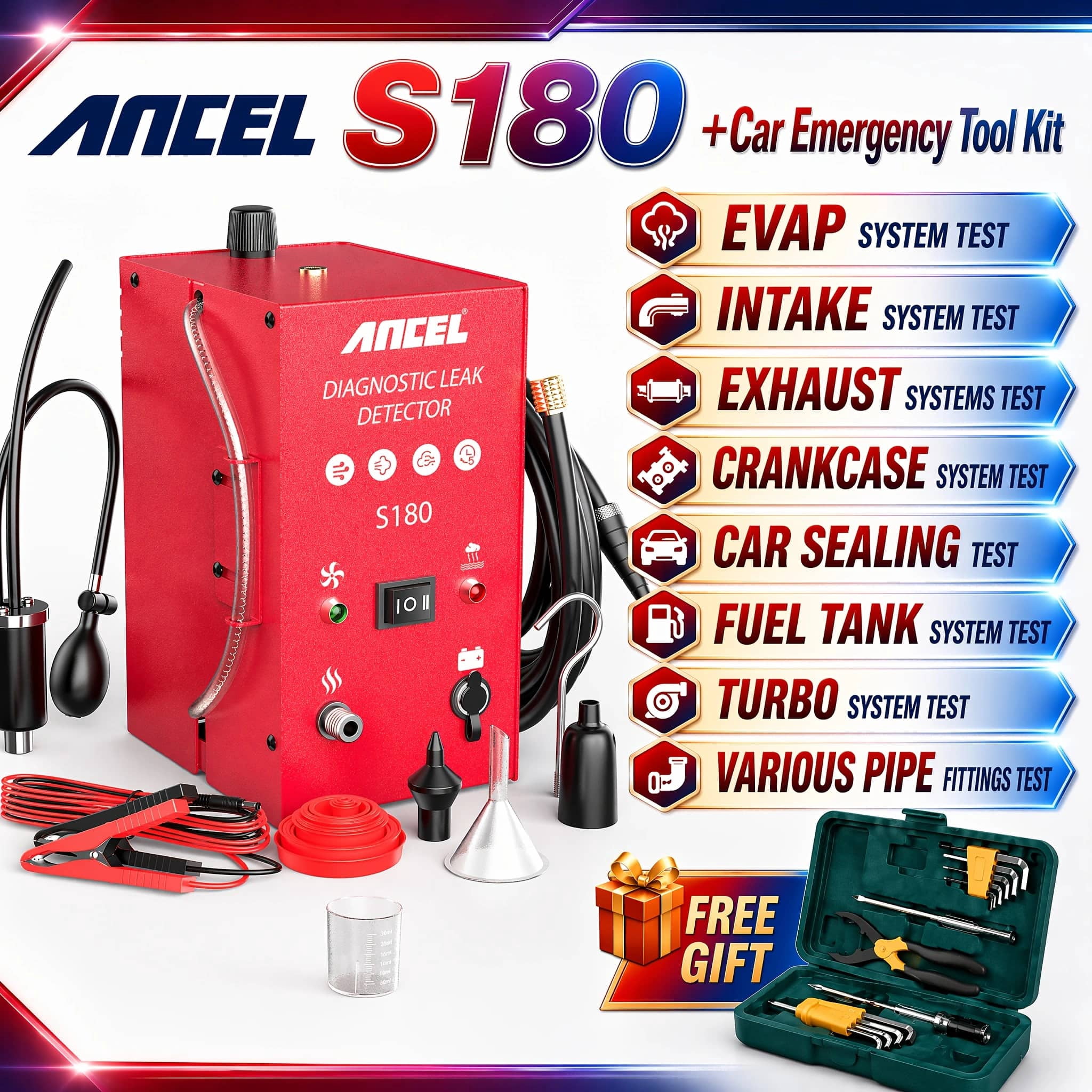 [Second Hand] ANCEL Car Smoke Leak Detector+Car Emergency Tool Kit (Car ...