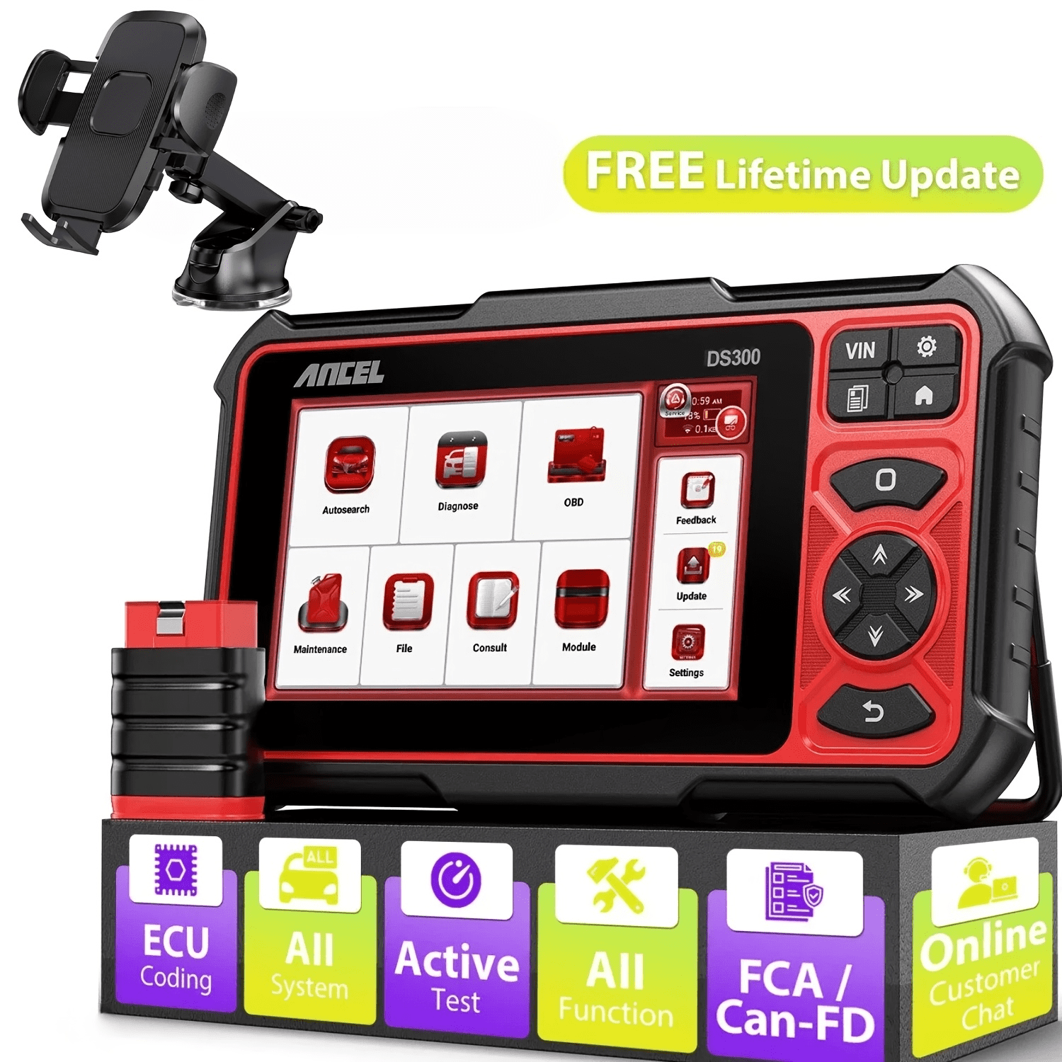 [Second Hand] ANCEL DS300 Full System OBD2 Bi-Directional Code Reader ...