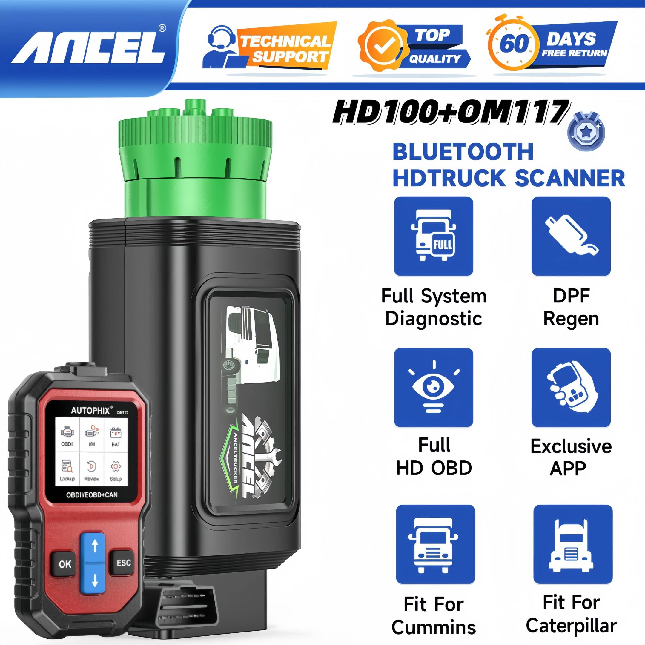 [Second Hand] ANCEL HD100 Heavy Duty Truck Diagnostic Scanner DPF ...