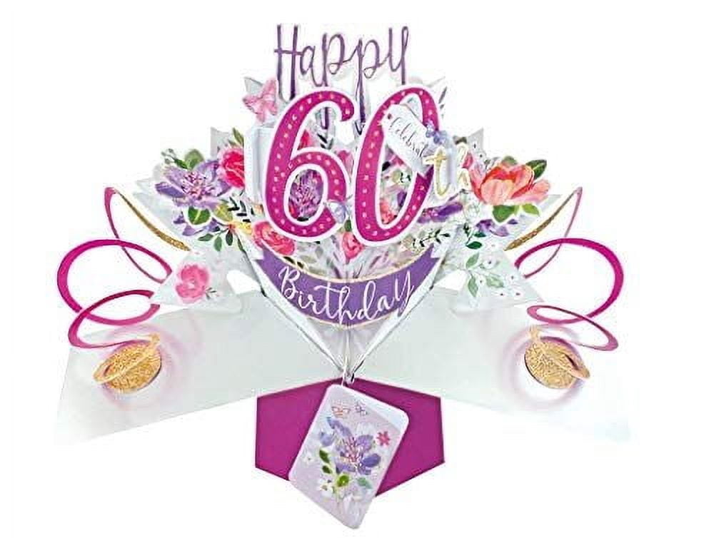Second Nature 60th Birthday Flowers Pop-Up Greeting Card – 3D Floral ...