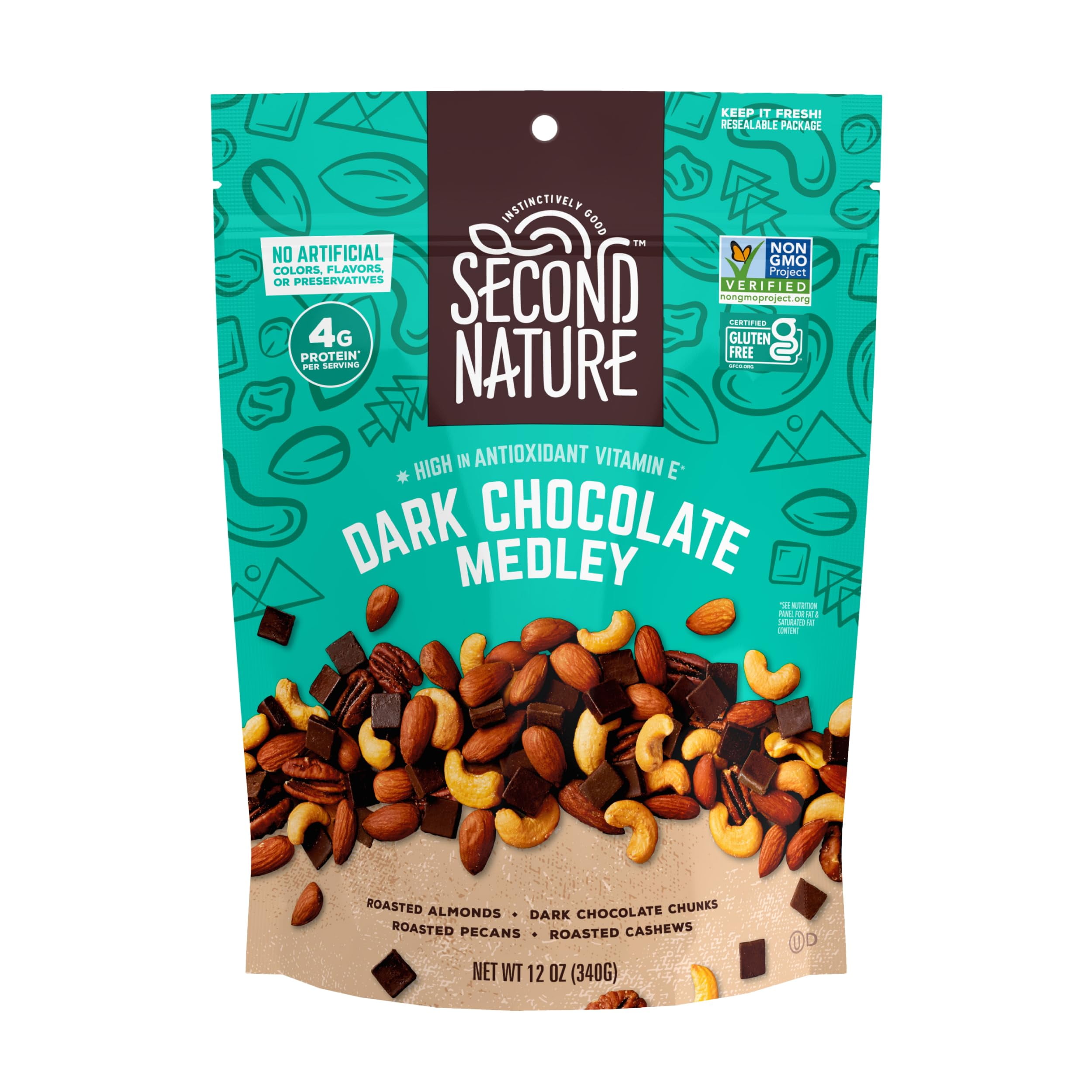 Second Nature Dark Chocolate Medley Trail Mix, 12 oz. Resealable Pouch ...