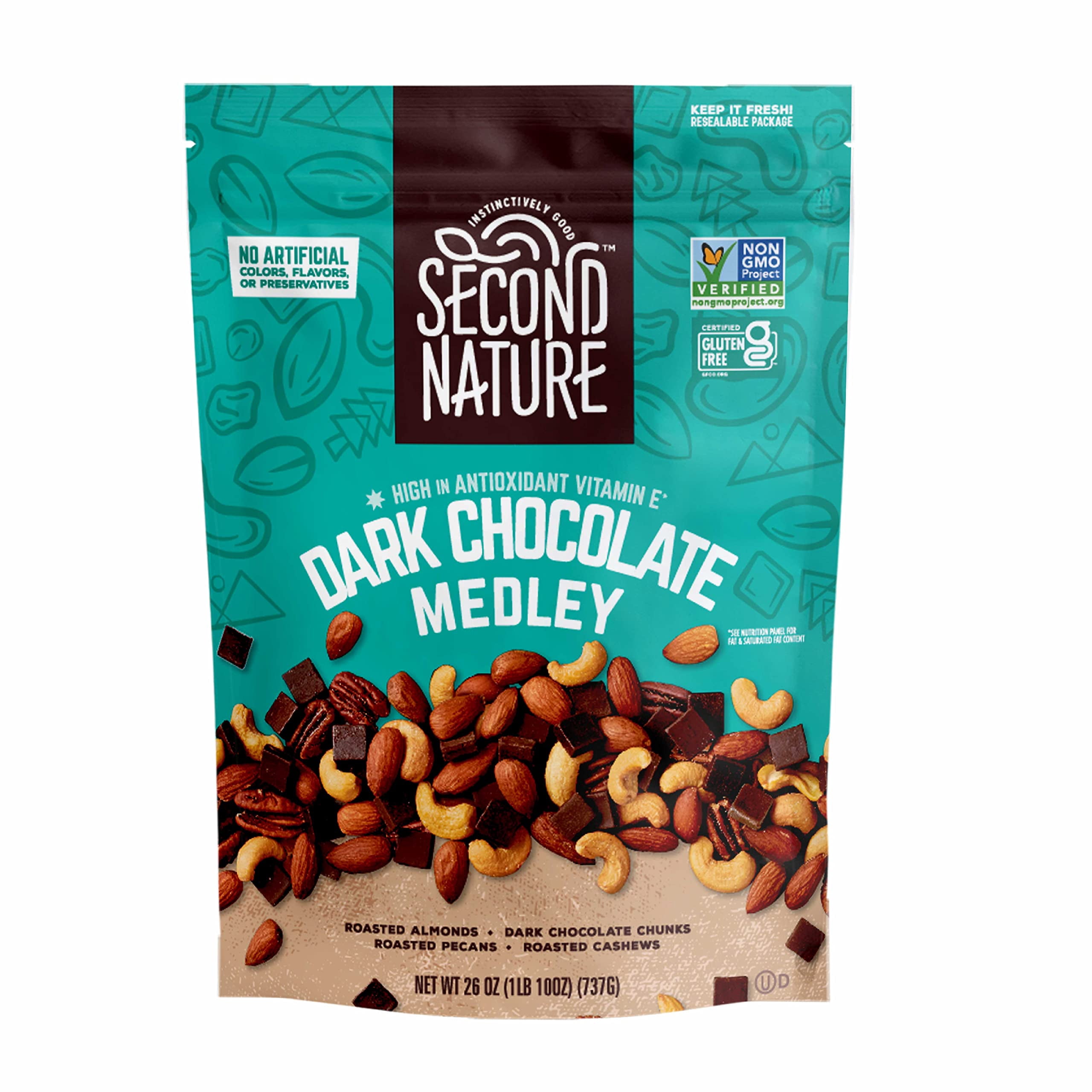 Second Nature Dark Chocolate Medley Trail Mix, 4.5 oz. Resealable Pouch ...
