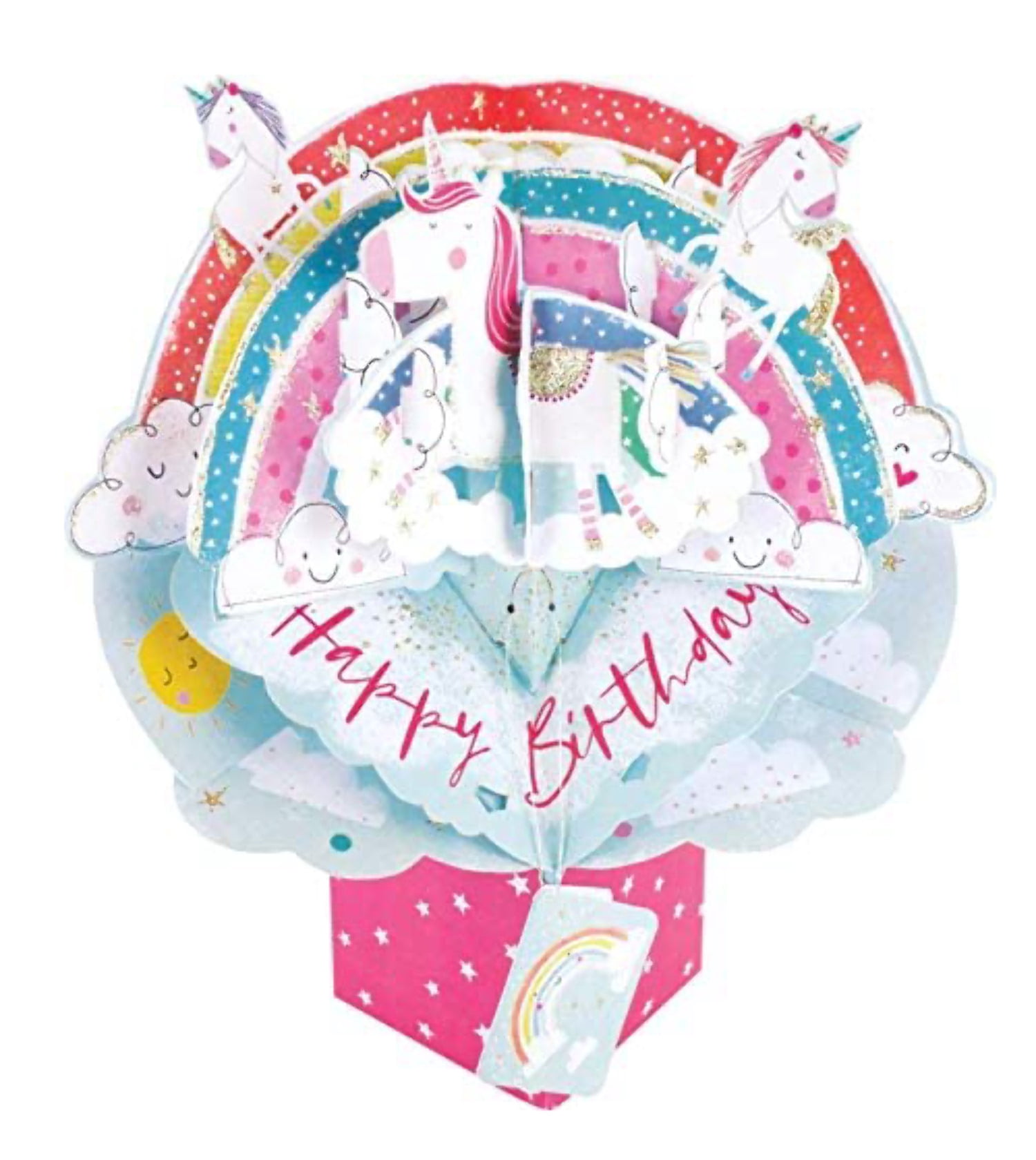 Second Nature Mailable Happy Birthday Unicorns & Rainbows Pop Up ...