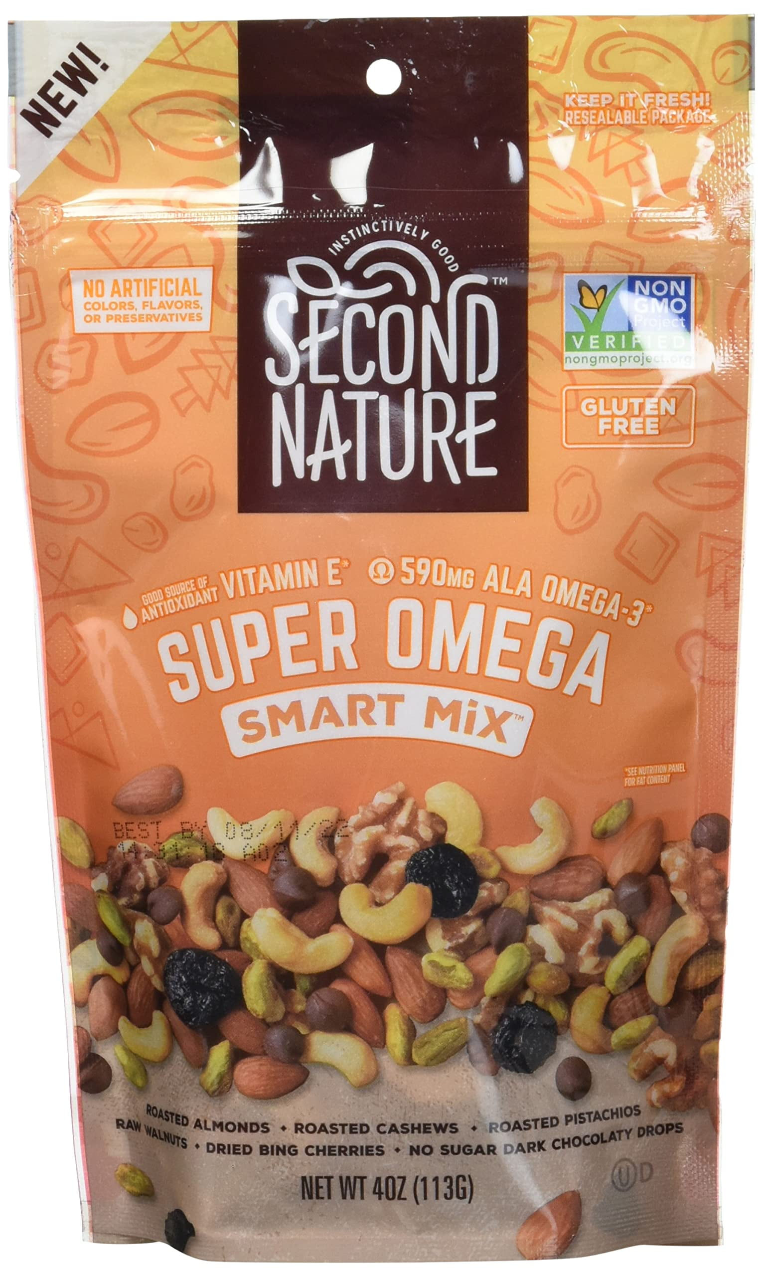 Second Nature Super Omega Smart Snack Mix, 4 oz. Resealable Pouch (Pack ...