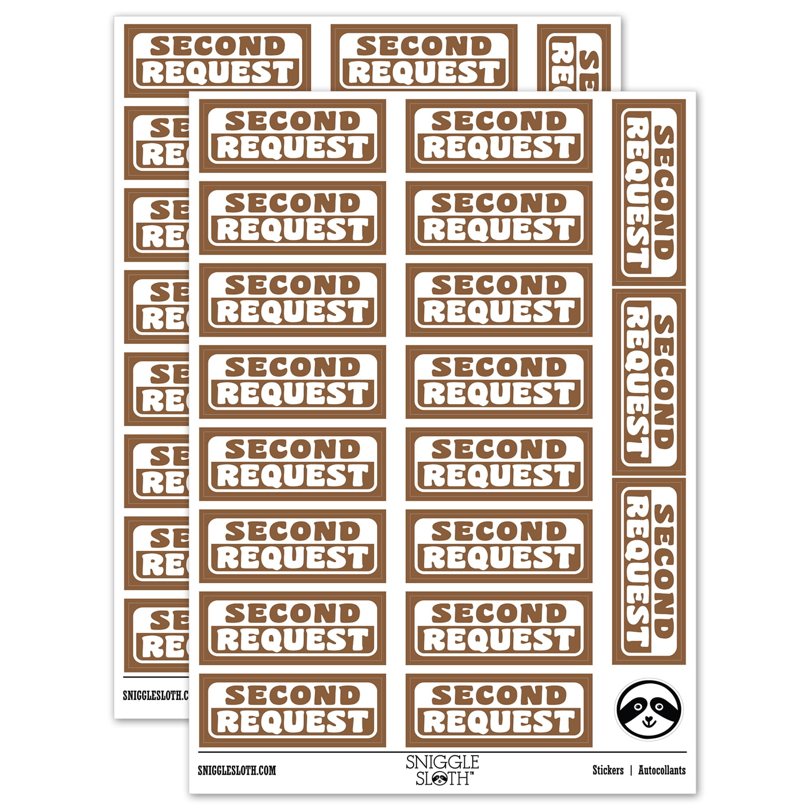Second Request Payment Billing Sticker Set - Brown - Matte Finish - 2. ...
