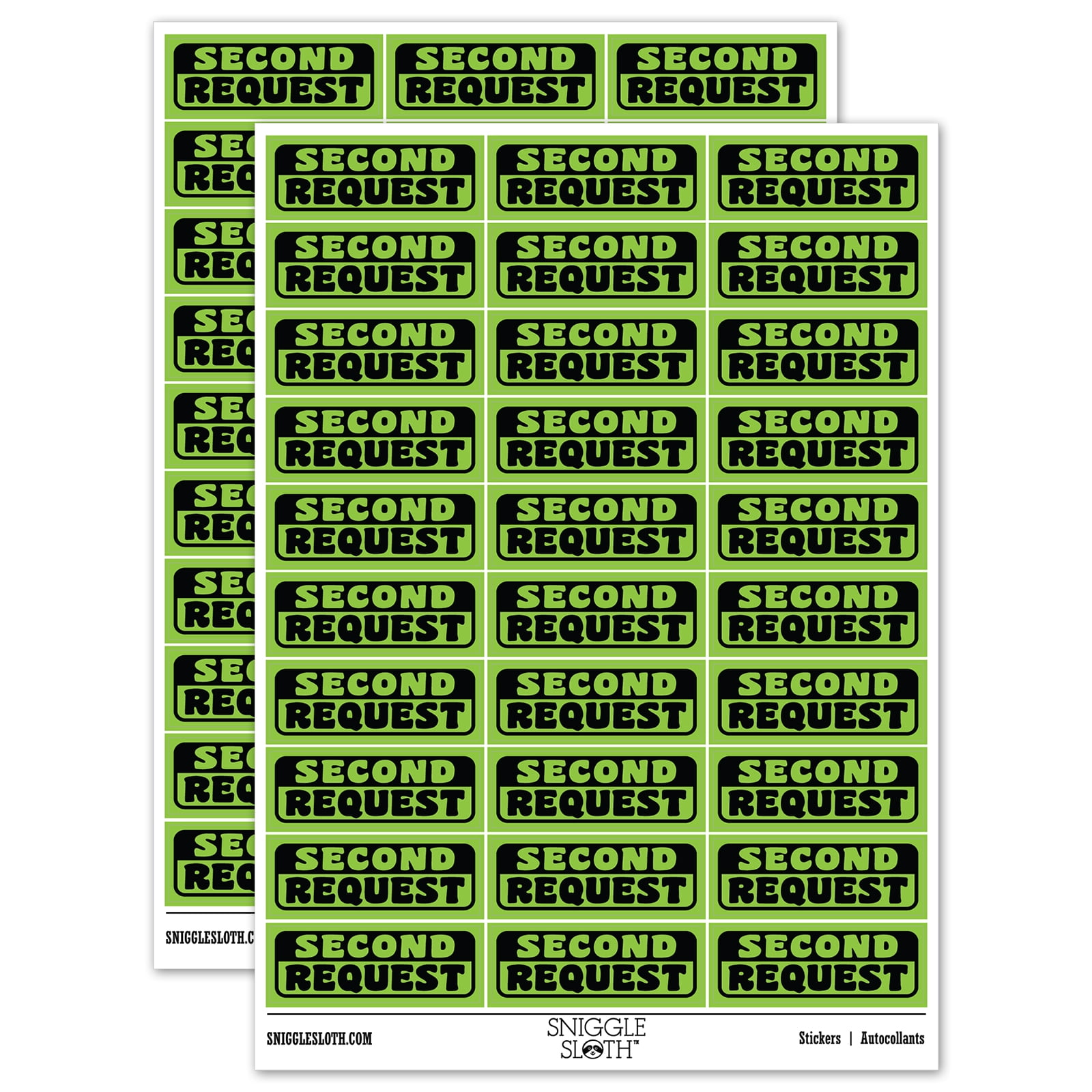 Second Request Payment Billing Sticker Set - Light Green - Matte Finish ...