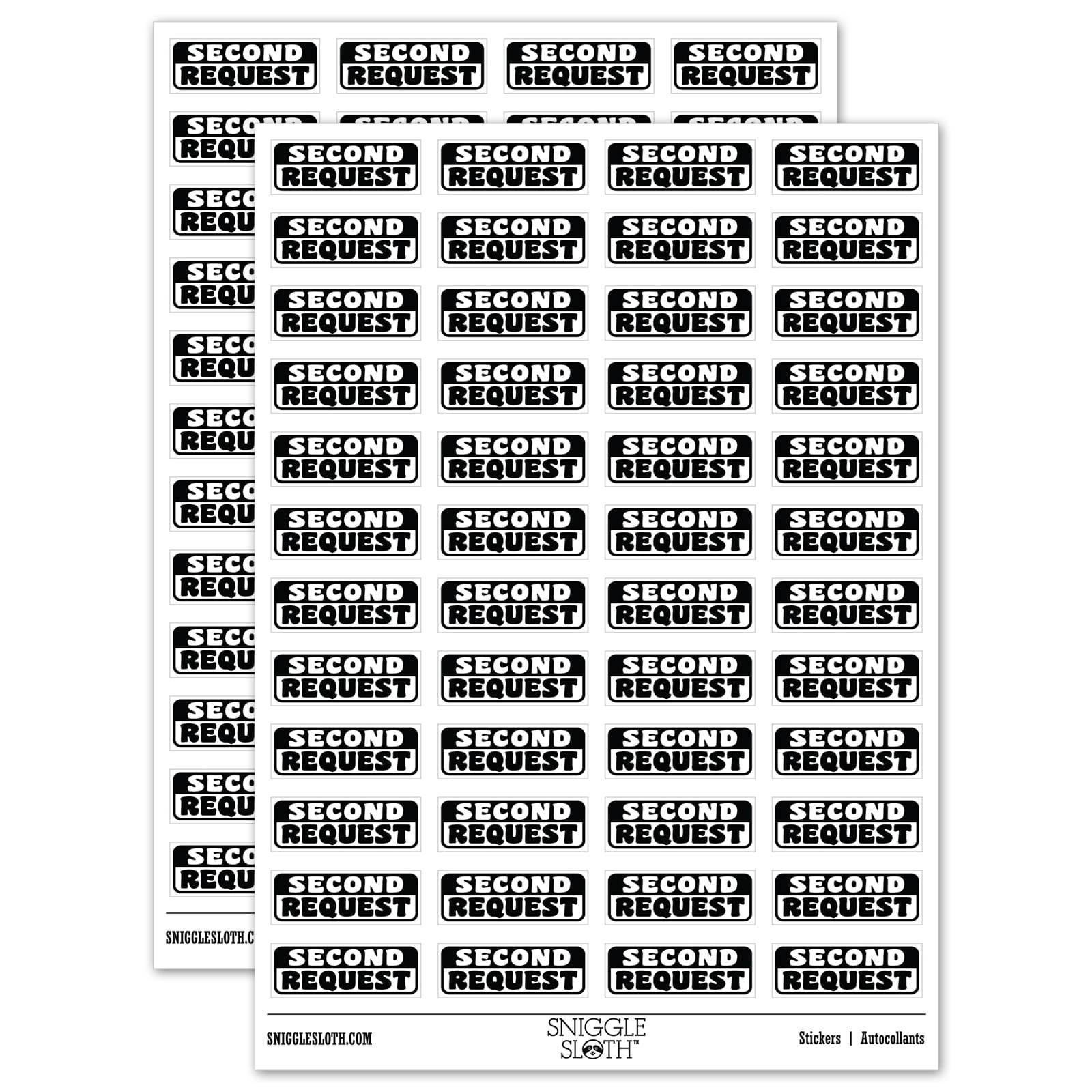 Second Request Payment Billing Sticker Set - White - Gloss Finish - 1. ...