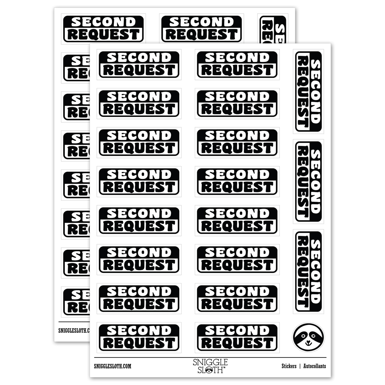 Second Request Payment Billing Sticker Set - White - Gloss Finish - 2. ...