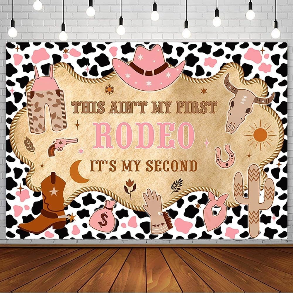 My Second Rodeo 2nd Birthday Backdrop Western Cowgirl Second Bday Photo ...