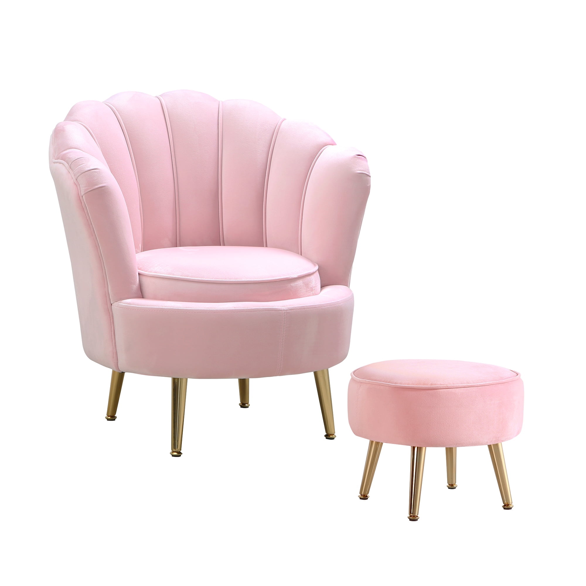 Second Story Home Alana Seashell Kids Chair & Stool Combo, Pink ...