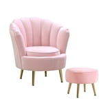 Second Story Home Alana Seashell Kids Chair & Stool Combo, Pink ...