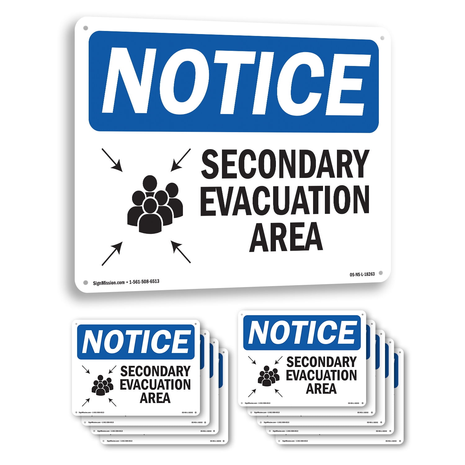 Secondary Evacuation Area OSHA Notice Aluminum Sign 14 Inch x 10 Inch ...