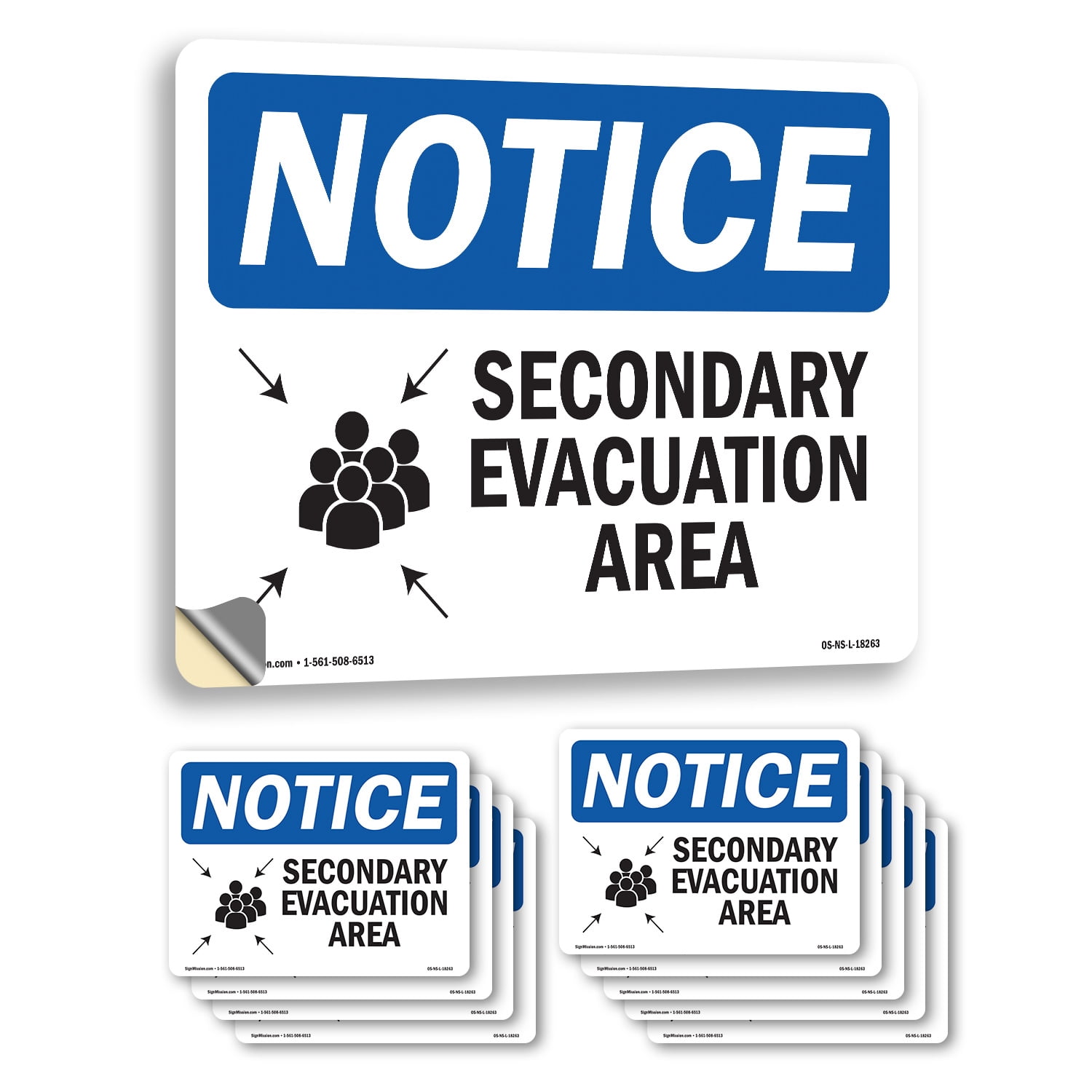 Secondary Evacuation Area With Symbol OSHA Notice Vinyl Decal Label 18 ...