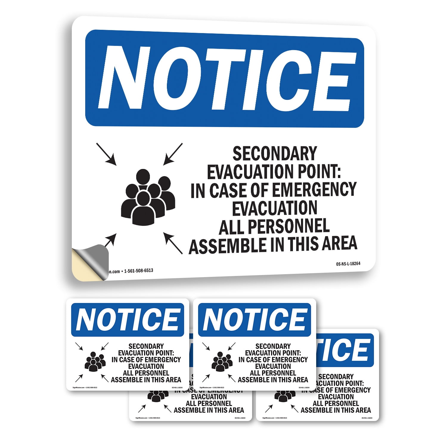 Secondary Evacuation Point With Symbol OSHA Notice Vinyl Decal Label 10 ...