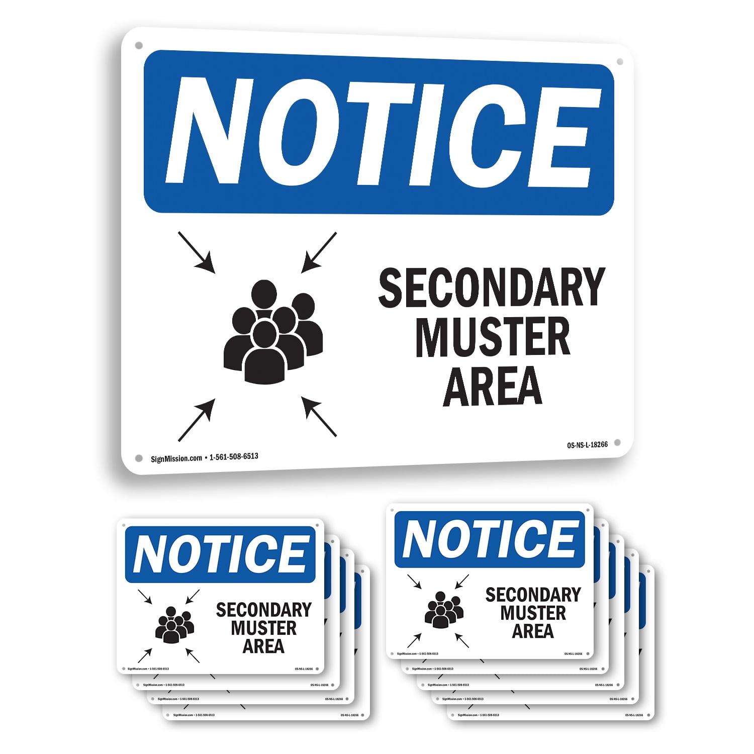 Secondary Muster Area OSHA Notice Rigid Plastic Sign 24 Inch x 18 Inch ...