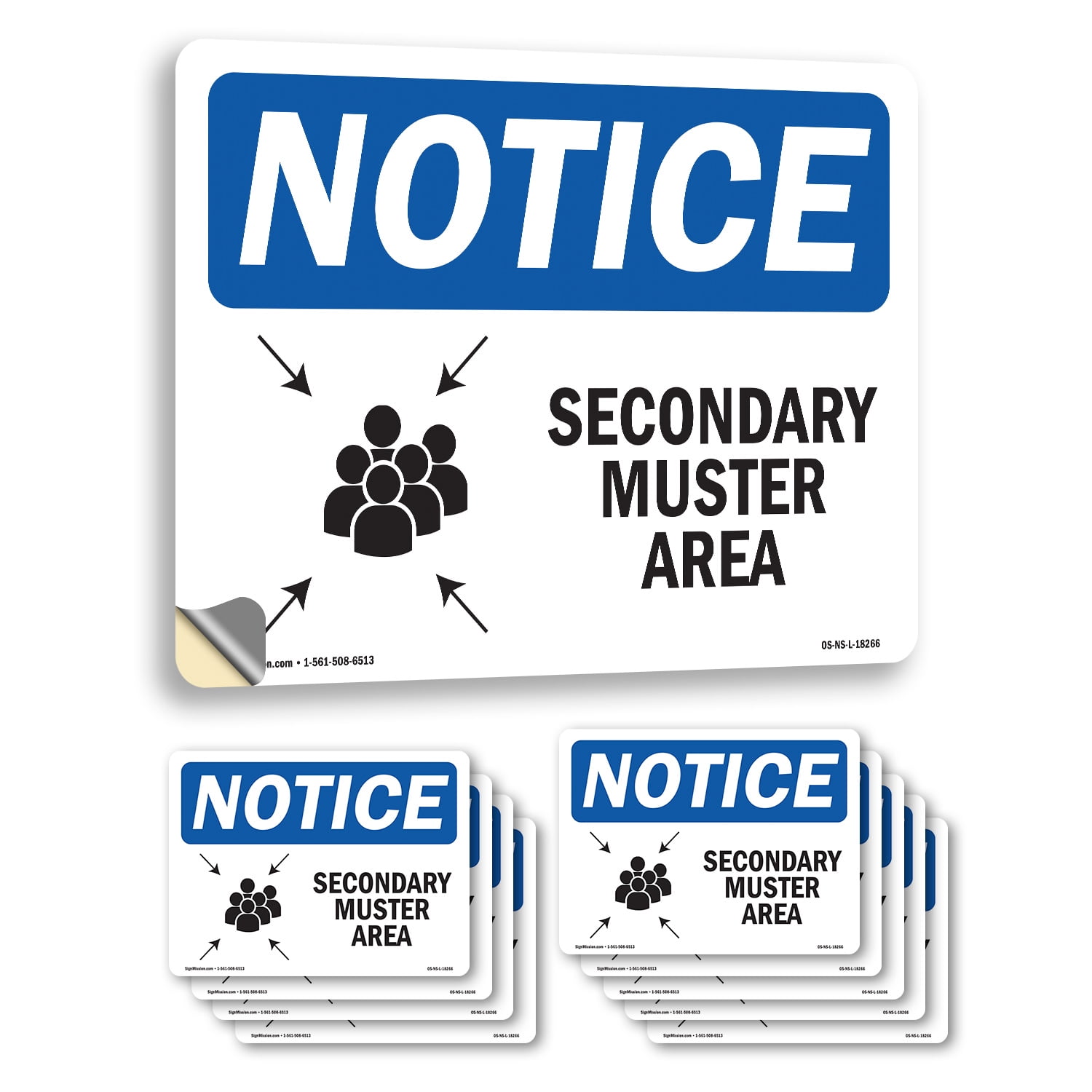 Secondary Muster Area With Symbol OSHA Notice Vinyl Decal Label 24 Inch ...