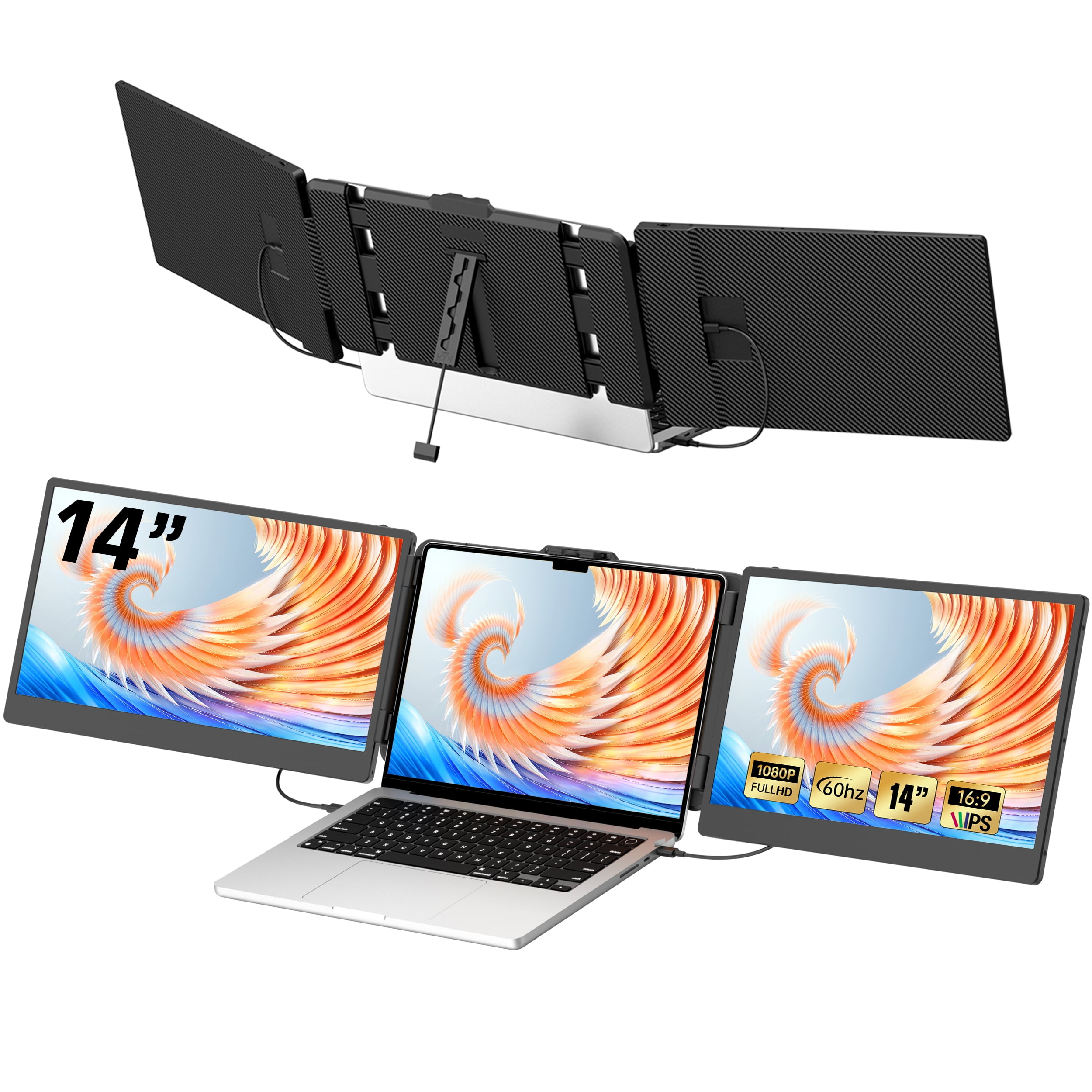 (Secondhand) Portable Laptop Screen Extender - 14" Triple IPS FHD 1080P ...