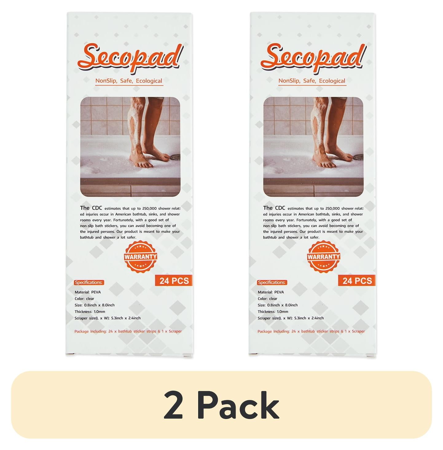 (2 pack) Secopad Anti Slip Shower Stickers 24 PCS Safety Bathtub Strips ...