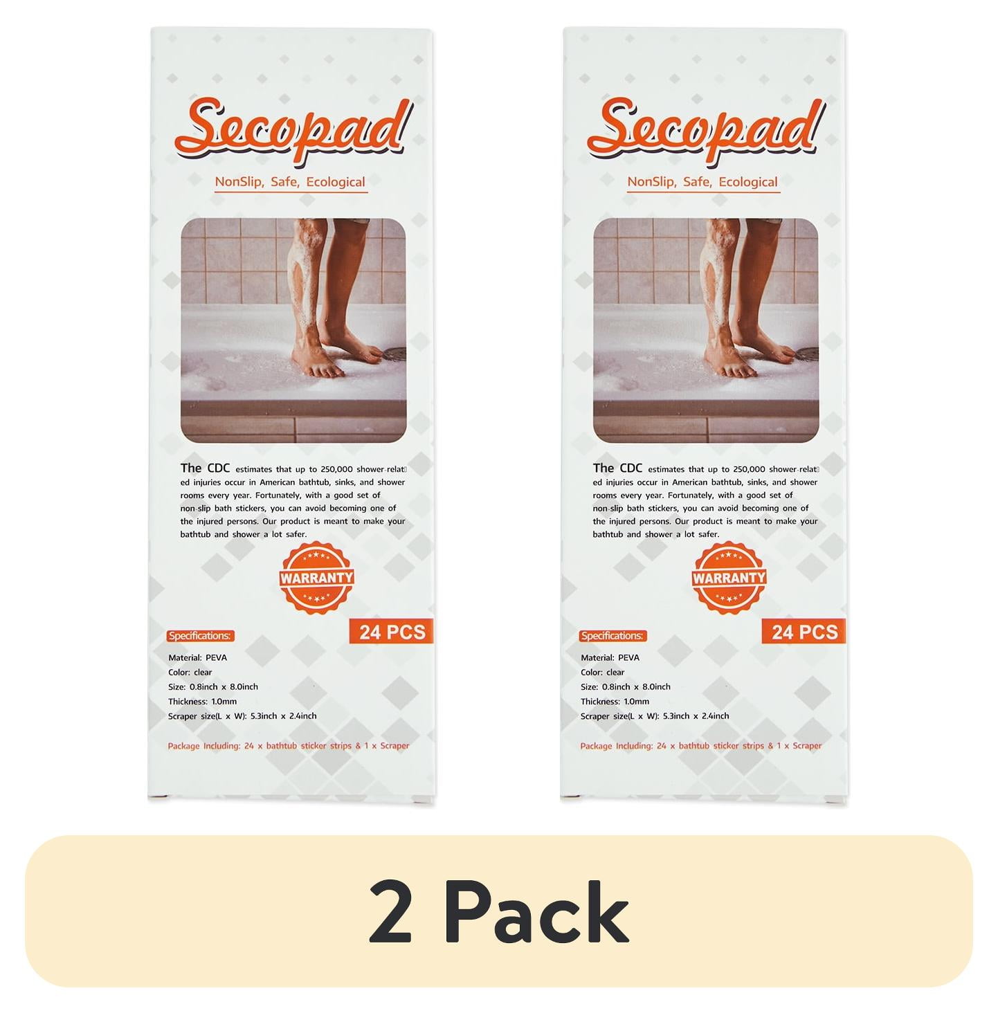 (2 pack) Secopad Anti Slip Shower Stickers 24 PCS Safety Bathtub Strips ...