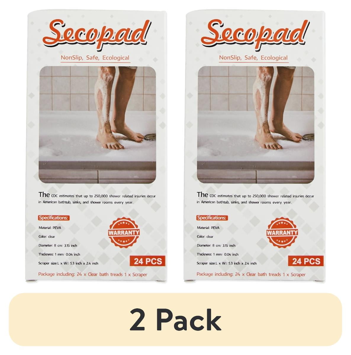 (2 pack) Secopad Bathtub Stickers Non-Slip, 24 PCS Safety Shower Treads ...