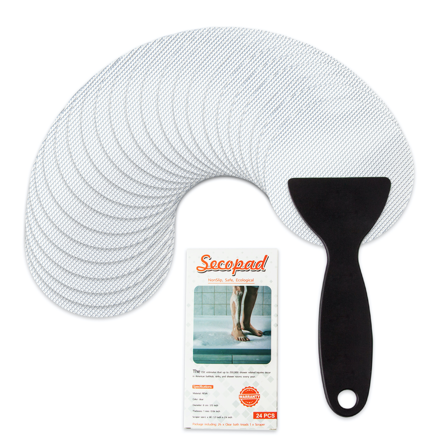 Secopad Anti-Resistant Non-Slip Bathtub Stickers, 10 PCS Safety Shower ...