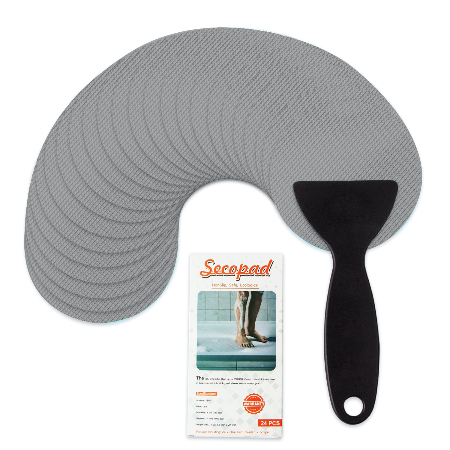 Secopad Non-Slip Bathtub Stickers, 24 PCS Safety Bathroom Tubs Showers ...