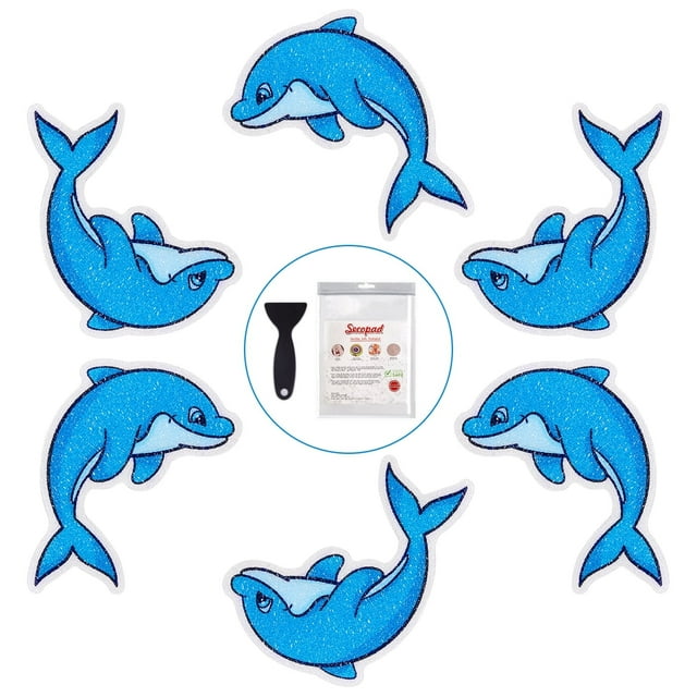 Secopad Non Slip Dolphin Bathtub Stickers, 20 PCS PEVA Adhesive Anti ...