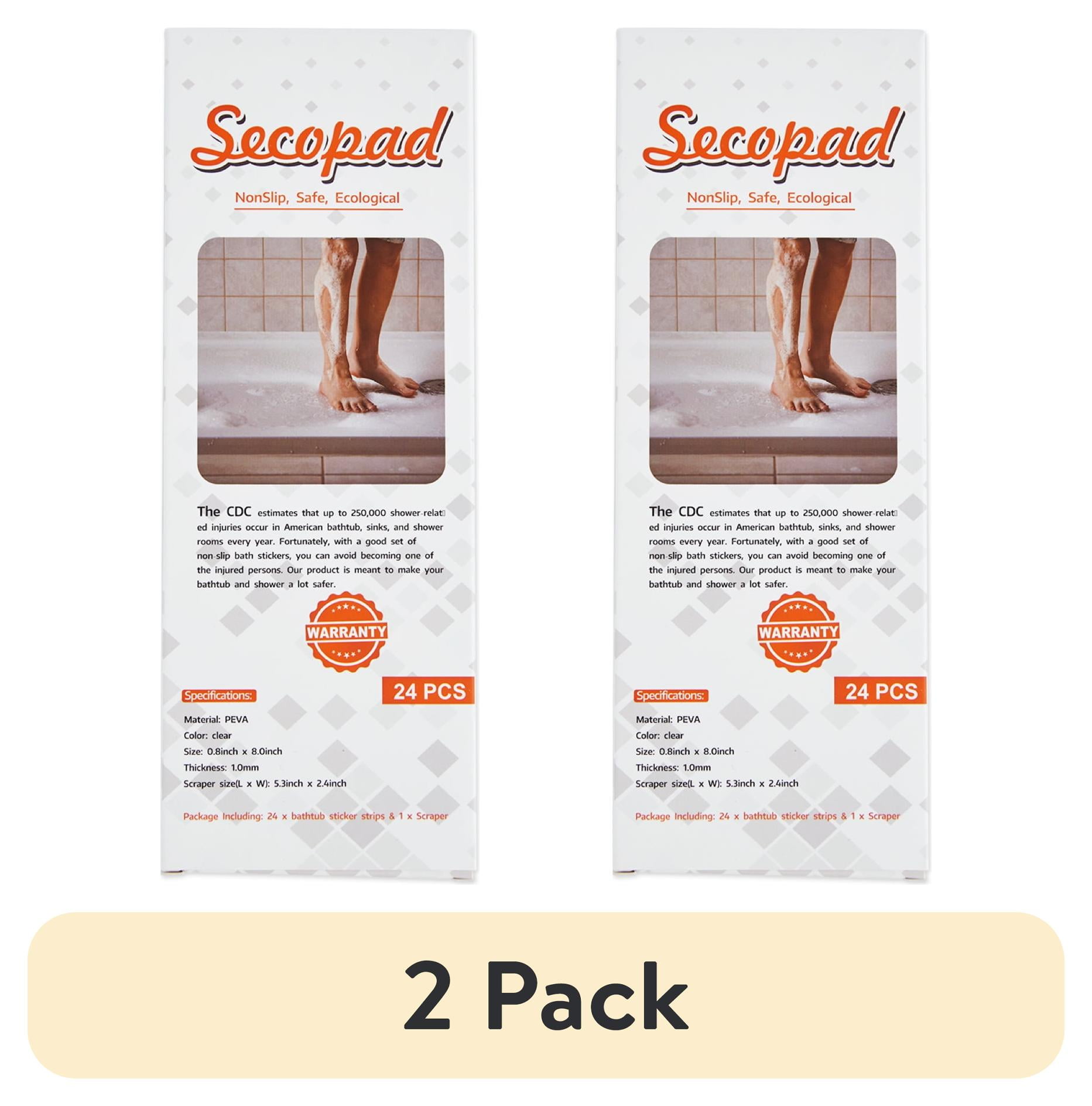 (2 pack) Secopad Non Slip Shower Stickers 24 PCS Safety Anti Slip ...