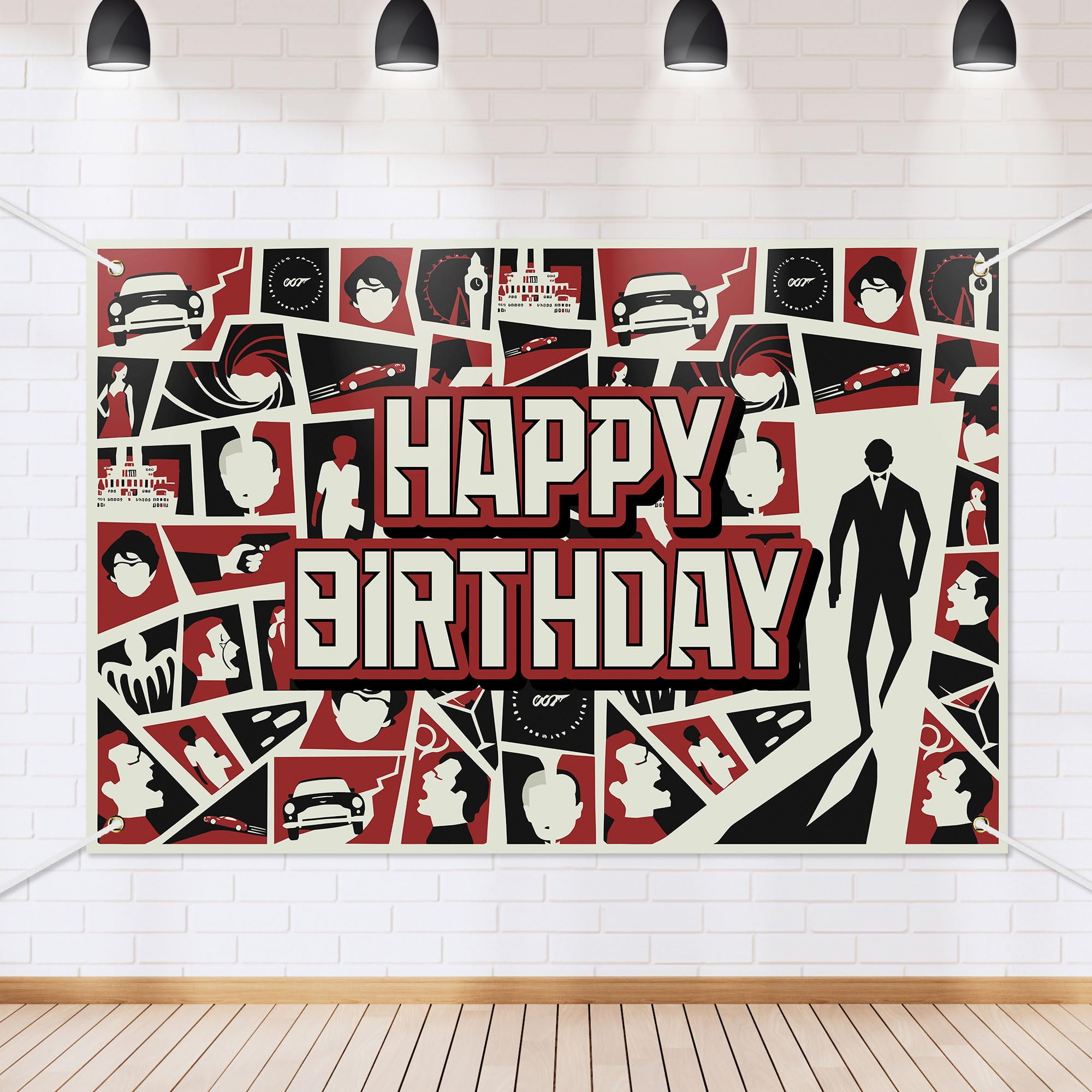 Secret Agent Birthday Backdrop Banner Spy War Movie Theme Background ...