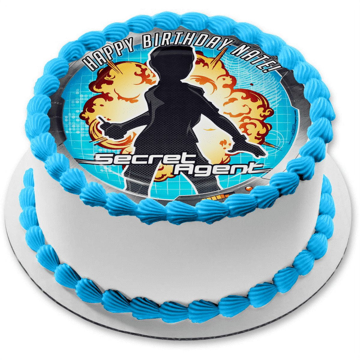 Secret Agent Man Birthday Edible Image Photo 8" Round Cake Topper Sheet ...
