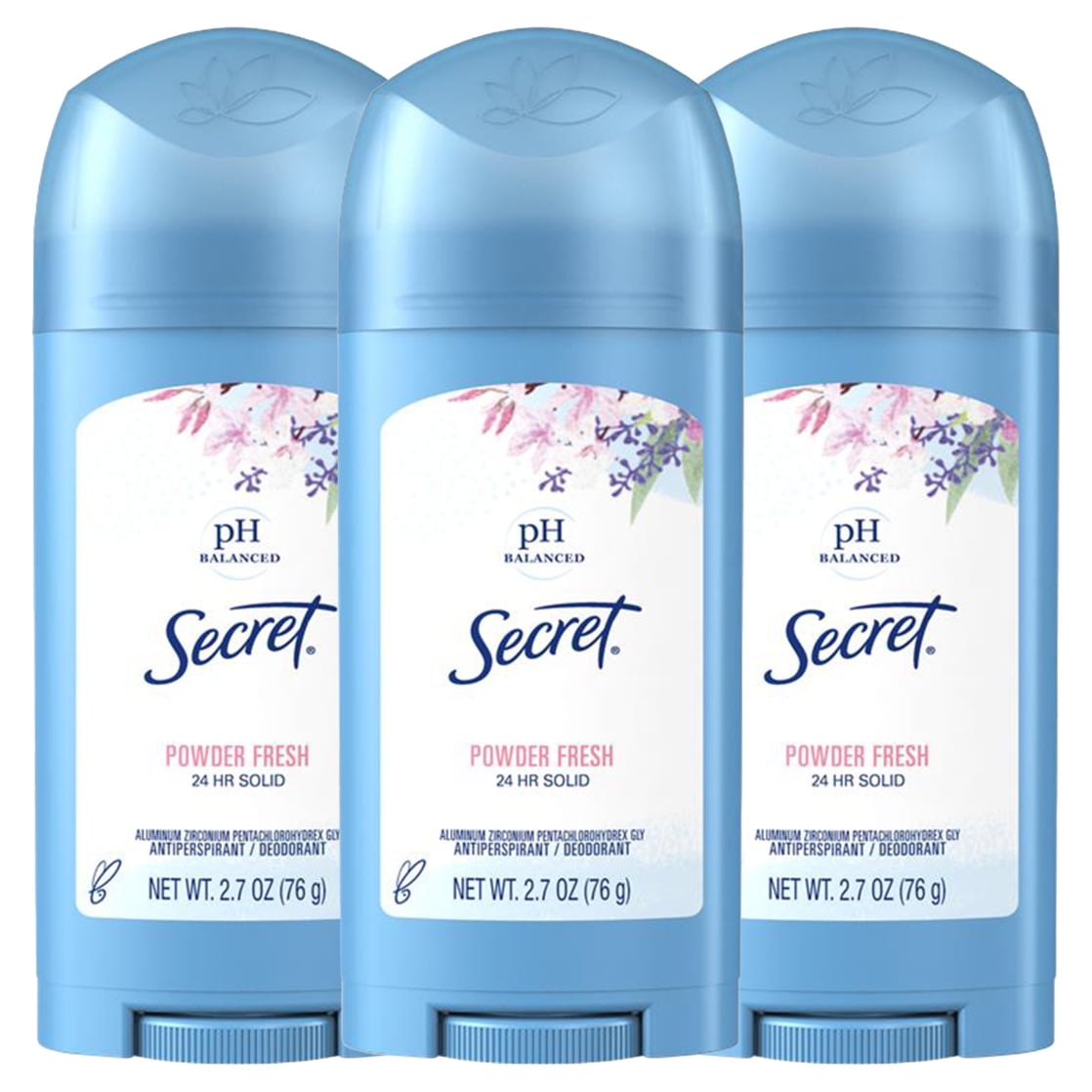 Secret Wide Solid Antiperspirant and Deodorant, Powder Fresh, 2.7 oz, 3 ...