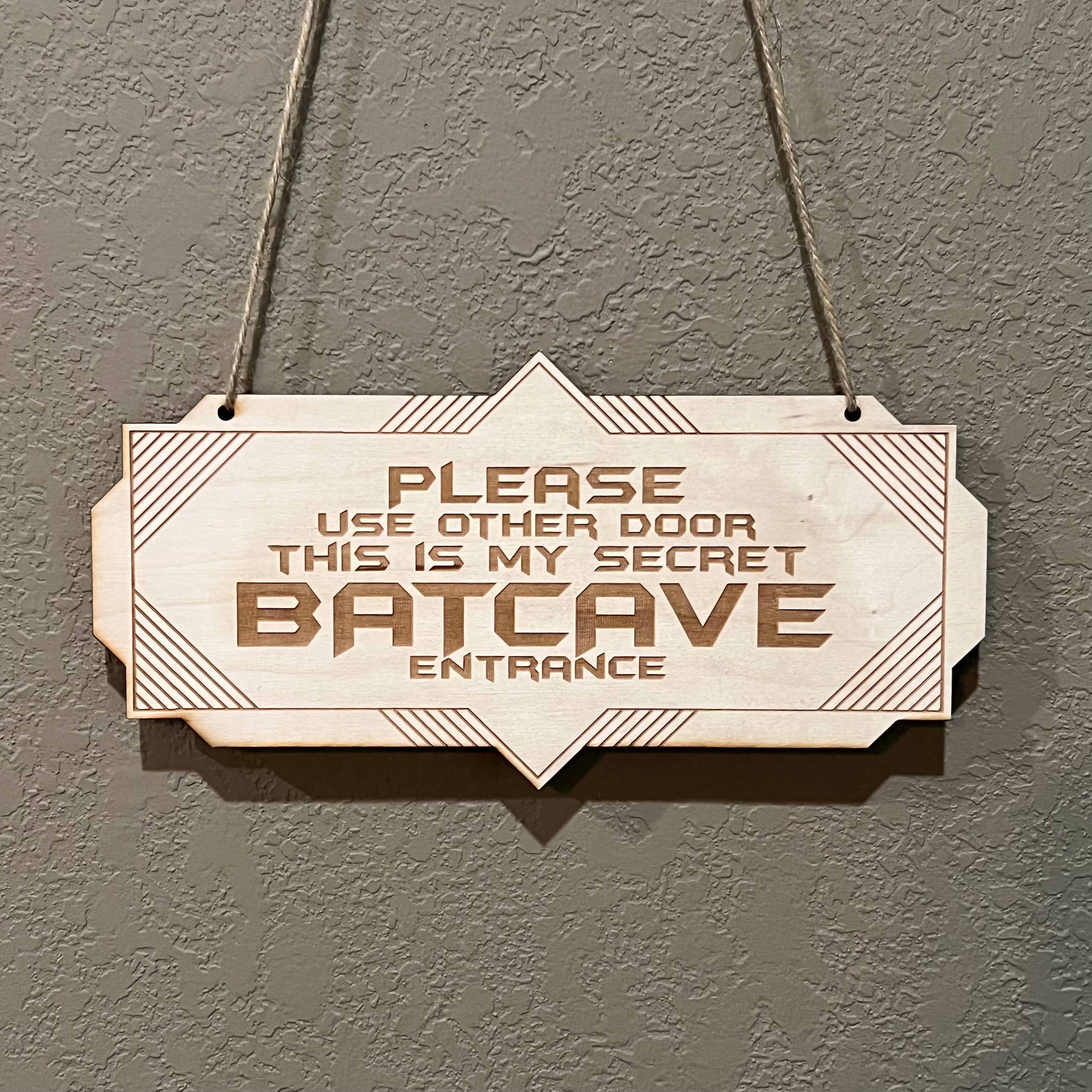 Secret Batcave Entrance - Raw Wood Door Sign - Walmart.com
