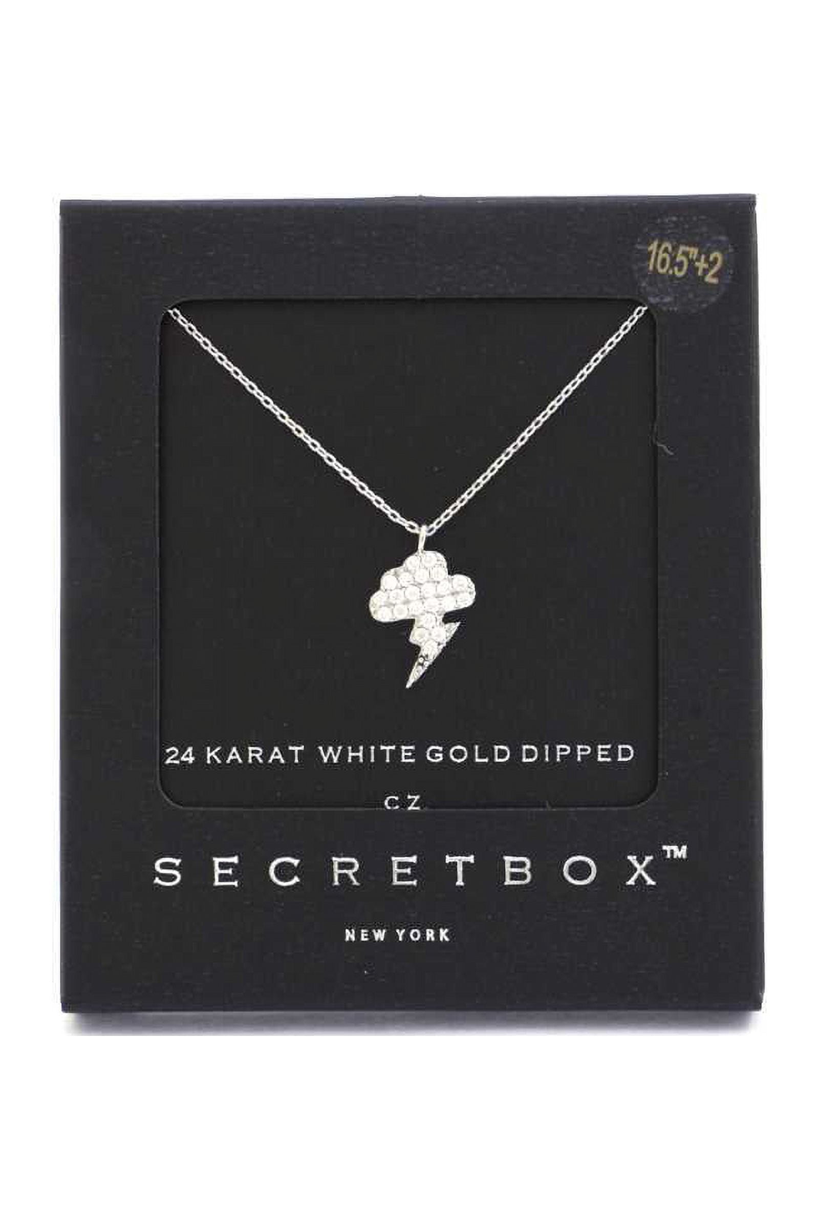 Secret Box Lighting Bolt Charm Necklace Gold - Walmart.com