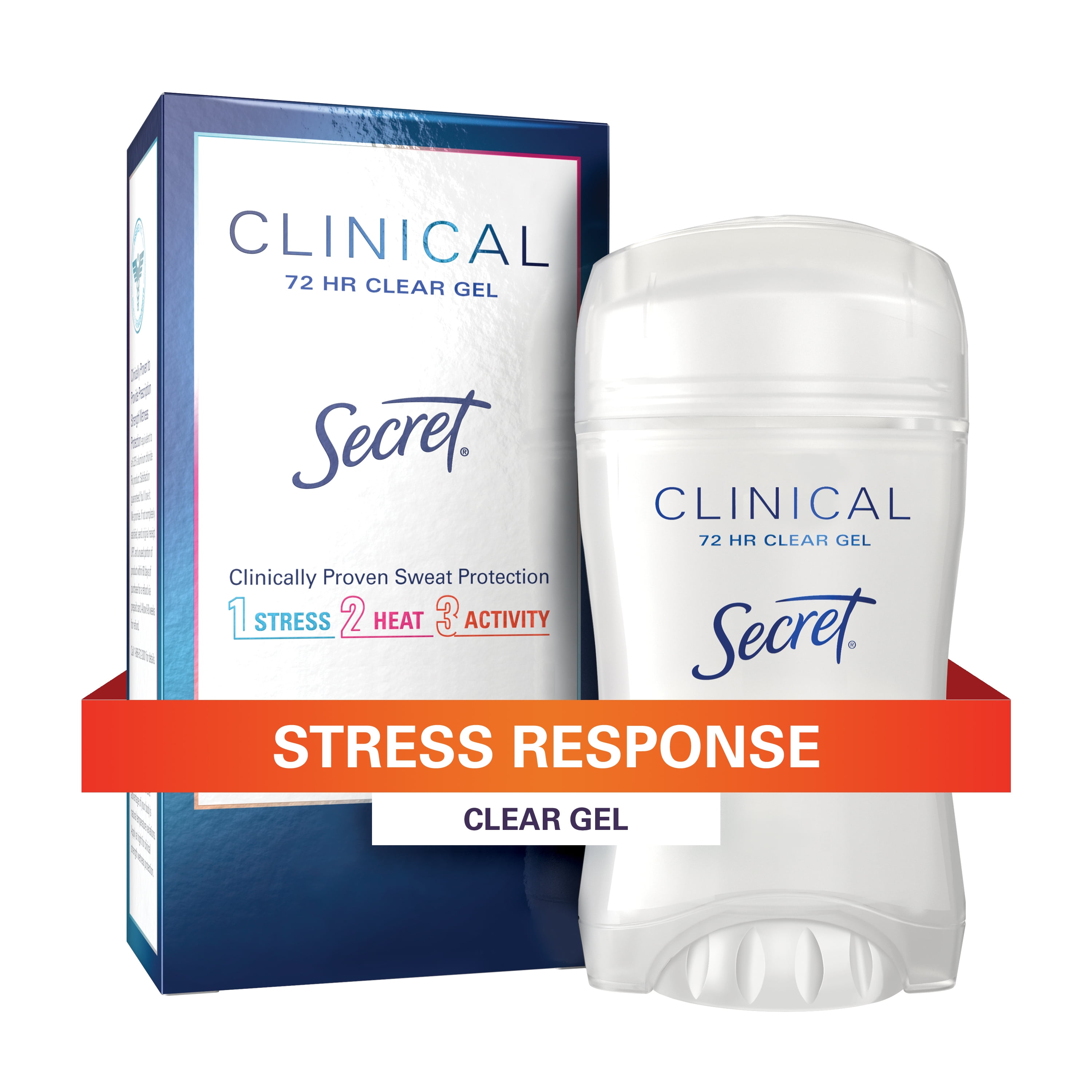 Secret Clinical Strength Clear Gel Antiperspirant and Deodorant, Stress ...