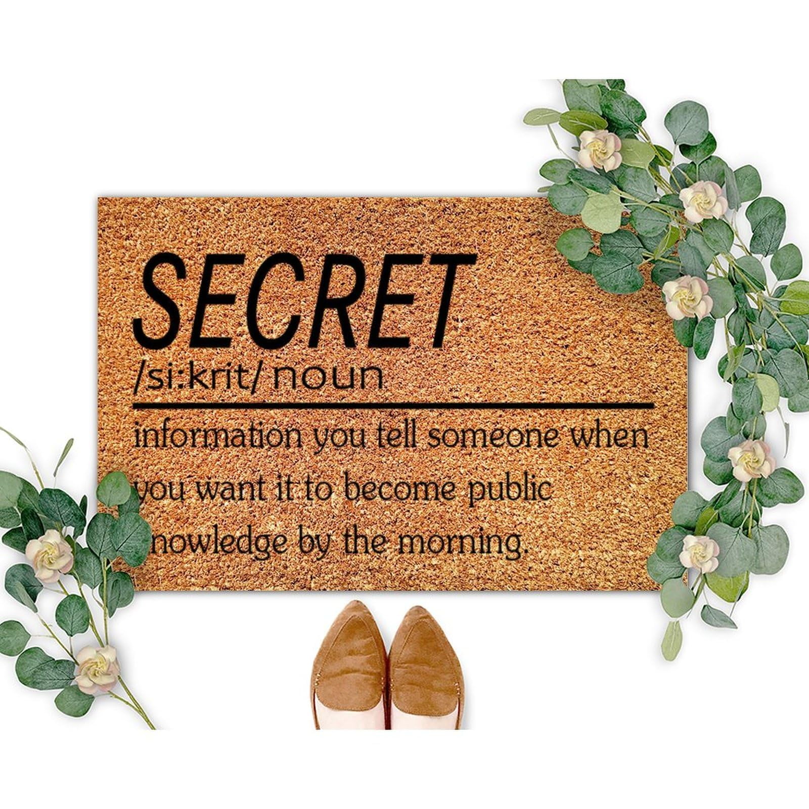 Secret Definition Coir Mat Doormat Word Description Rustic Weather ...
