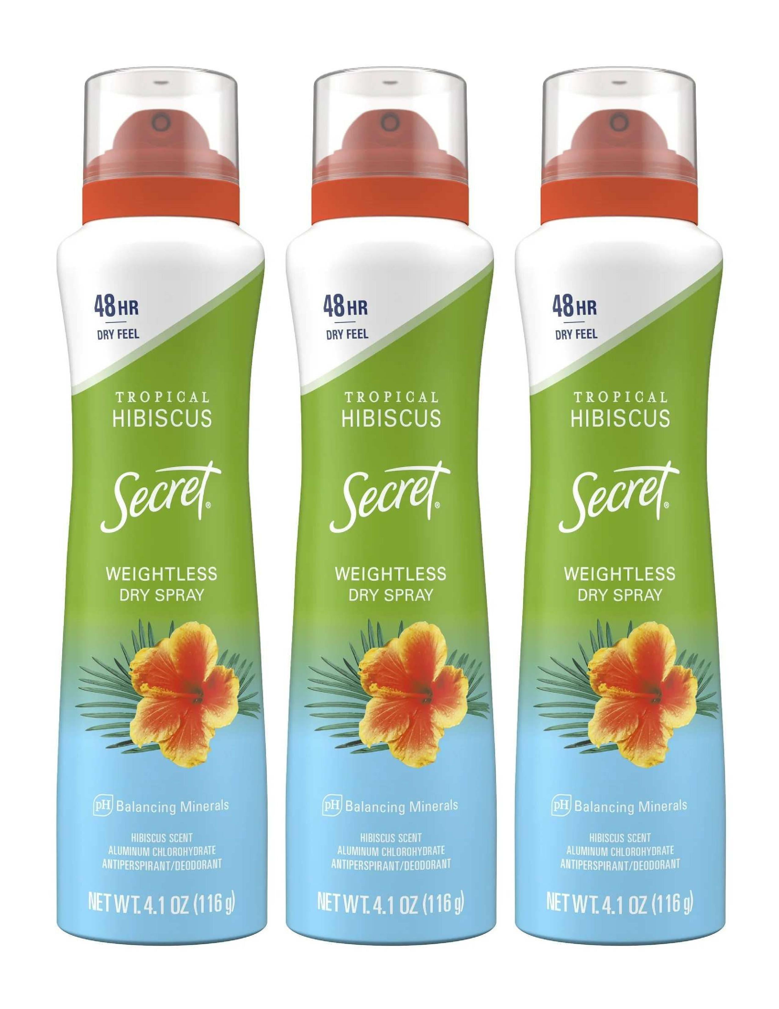Secret Deodorant Dry Spray Tropical Hibiscus 4.1oz (Pack of 3 ...