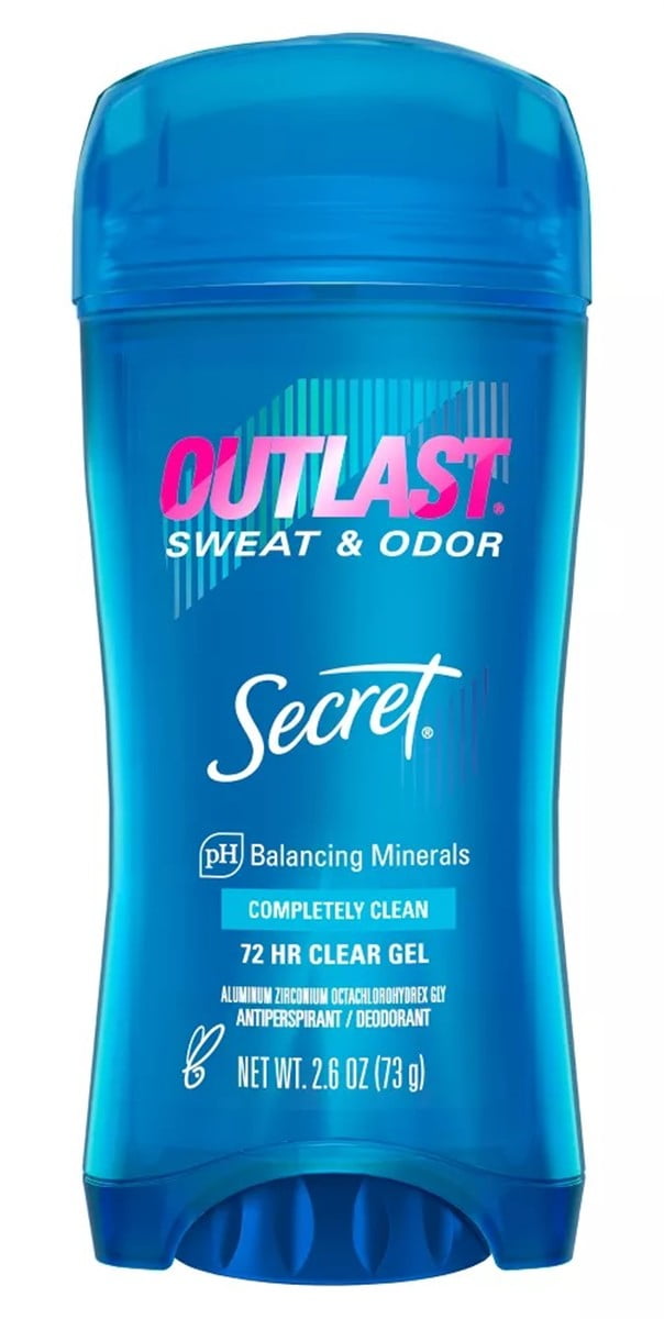 Secret Deodorant Outlast 2.6oz Clear Gel Completely Clean - Walmart.com
