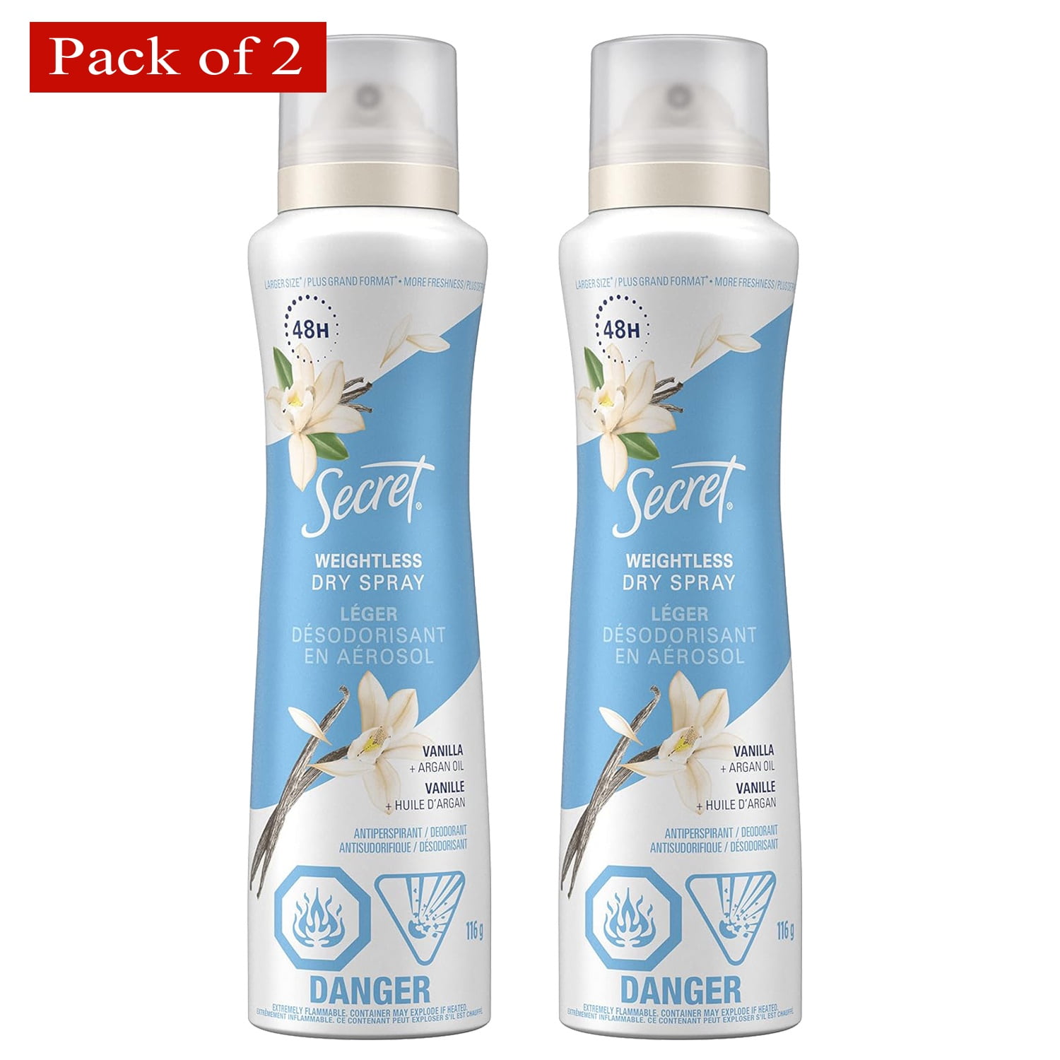 Secret Dry Spray Antiperspirant Deodorant, Vanilla And Argan Oil, 116g ...