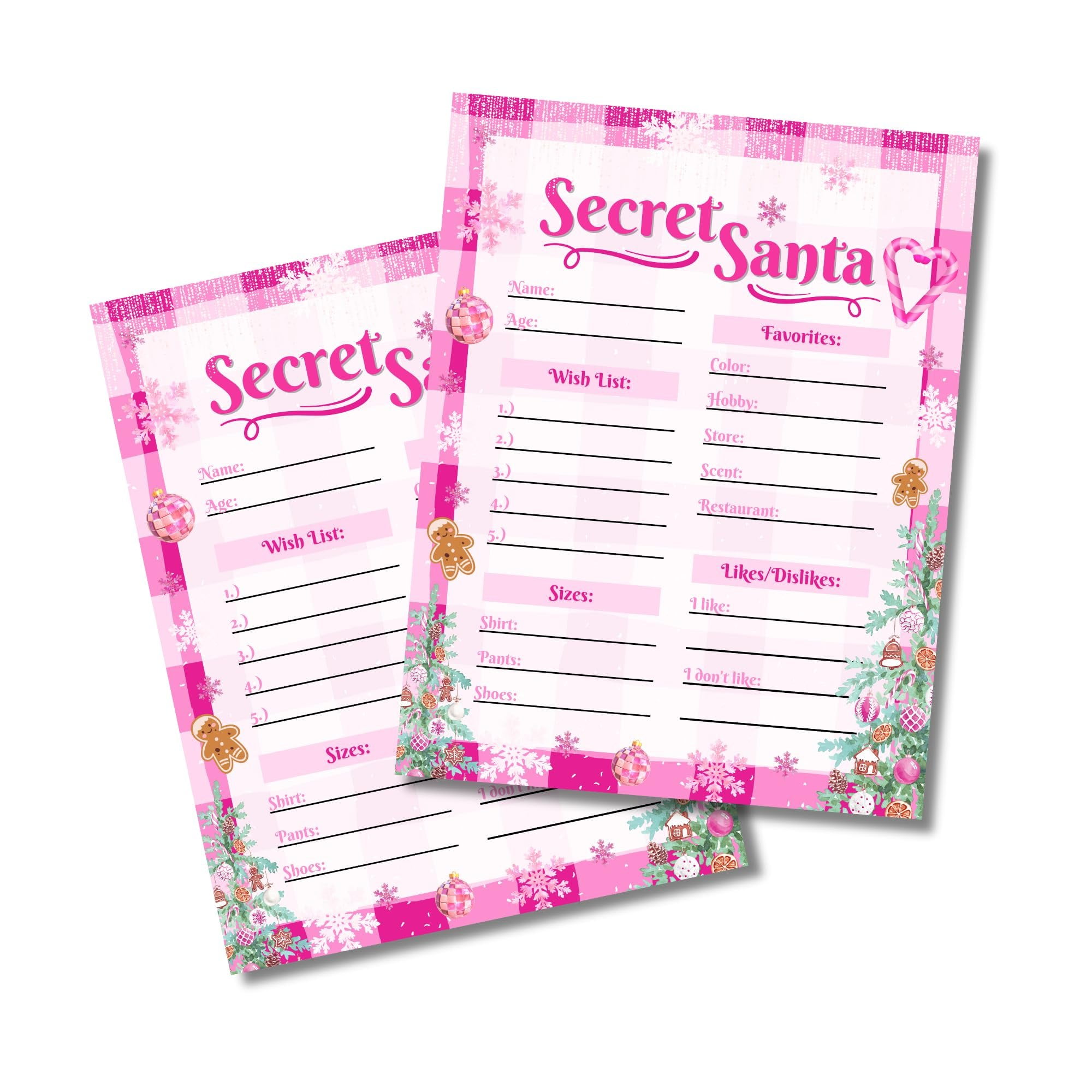 Secret Elves Gift Exchange Questionnaire 50 Pk 8.5x11 Secret Santa ...