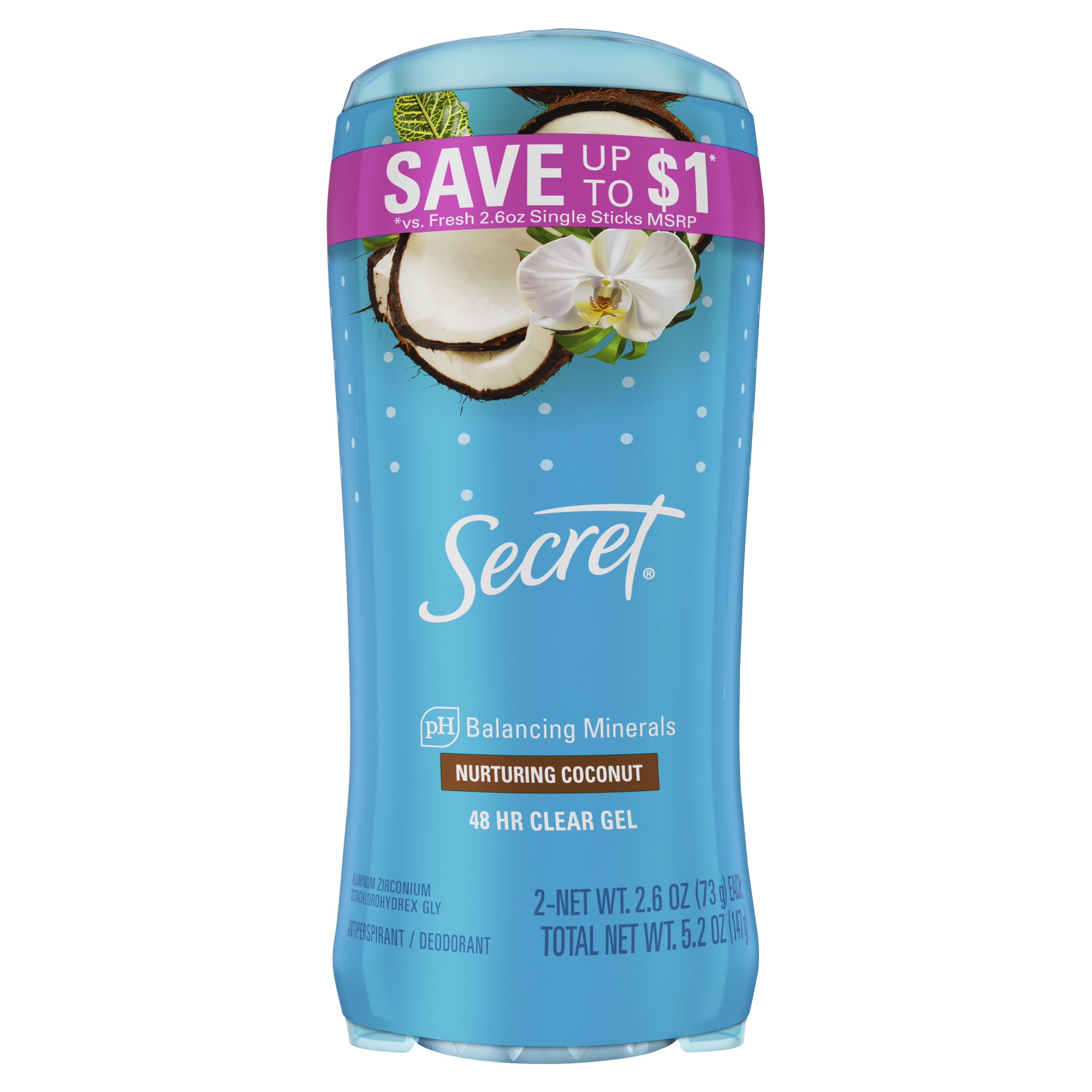 Secret Fresh Clear Gel Antiperspirant and Deodorant for Women, Coconut ...