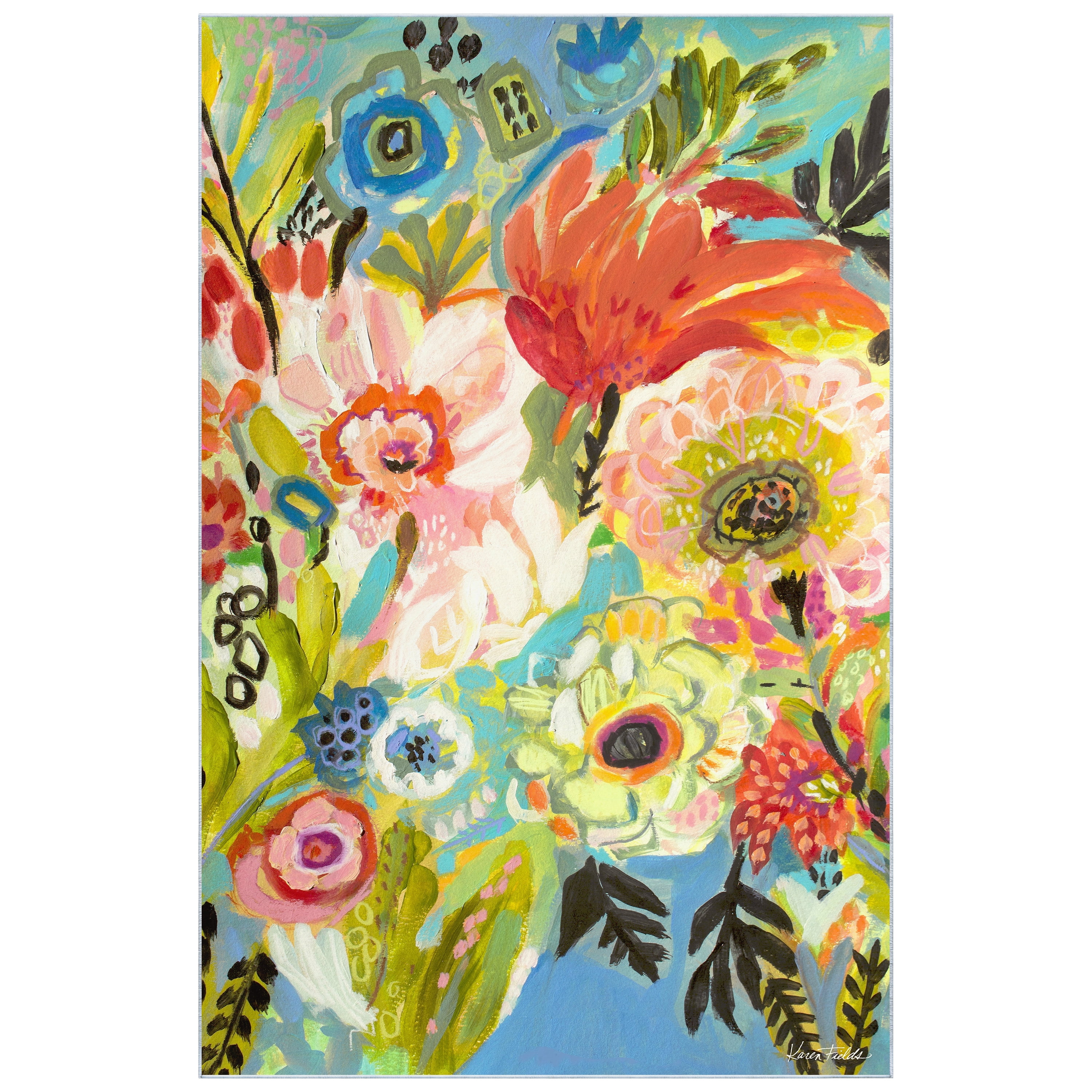 Secret Garden Floral III Washable Art Area Rug size 5'x8' - Walmart.com